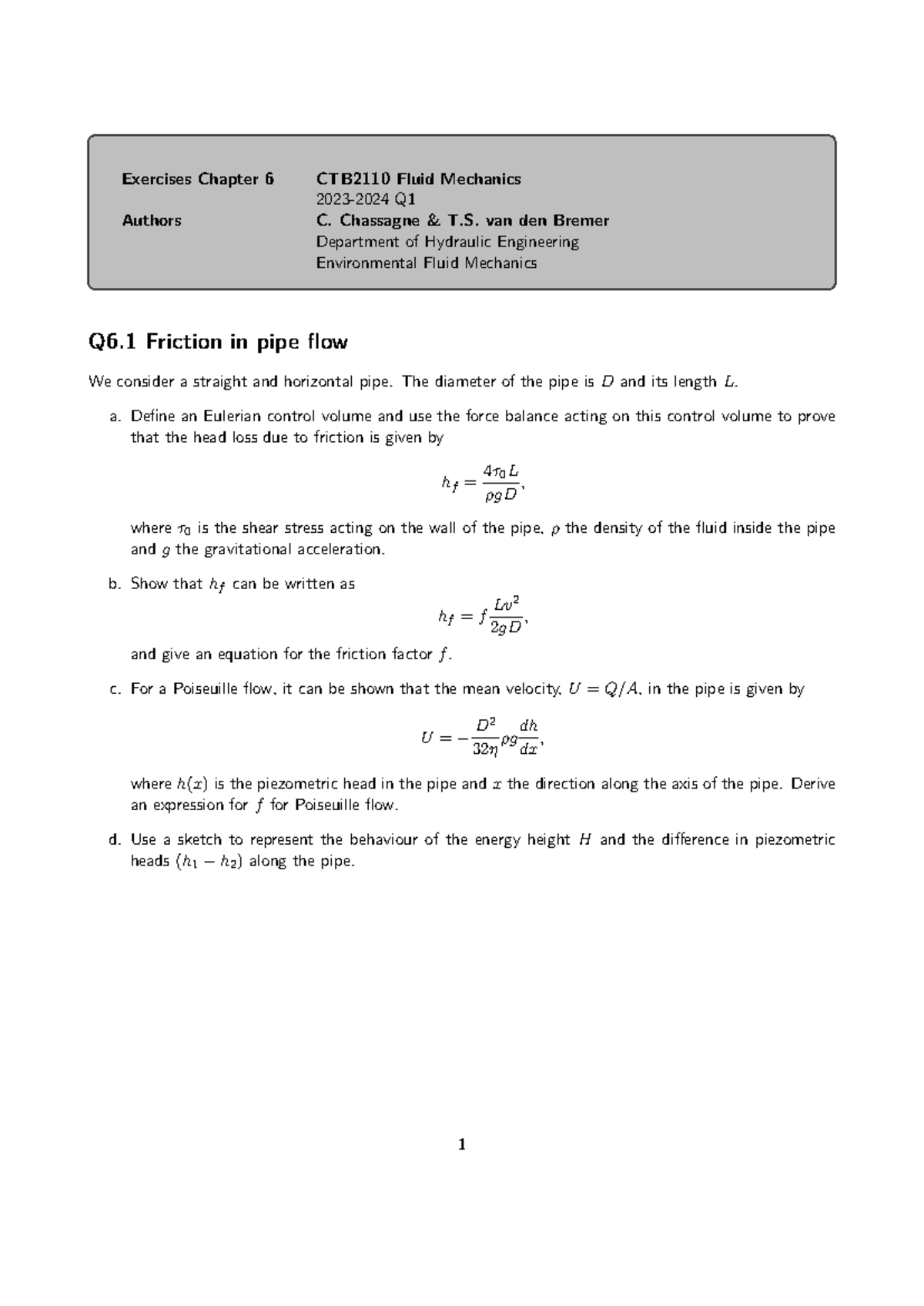 Chapter 6 Assignments - oefeningen hoofdstuk 6 - Exercises Chapter 6 ...