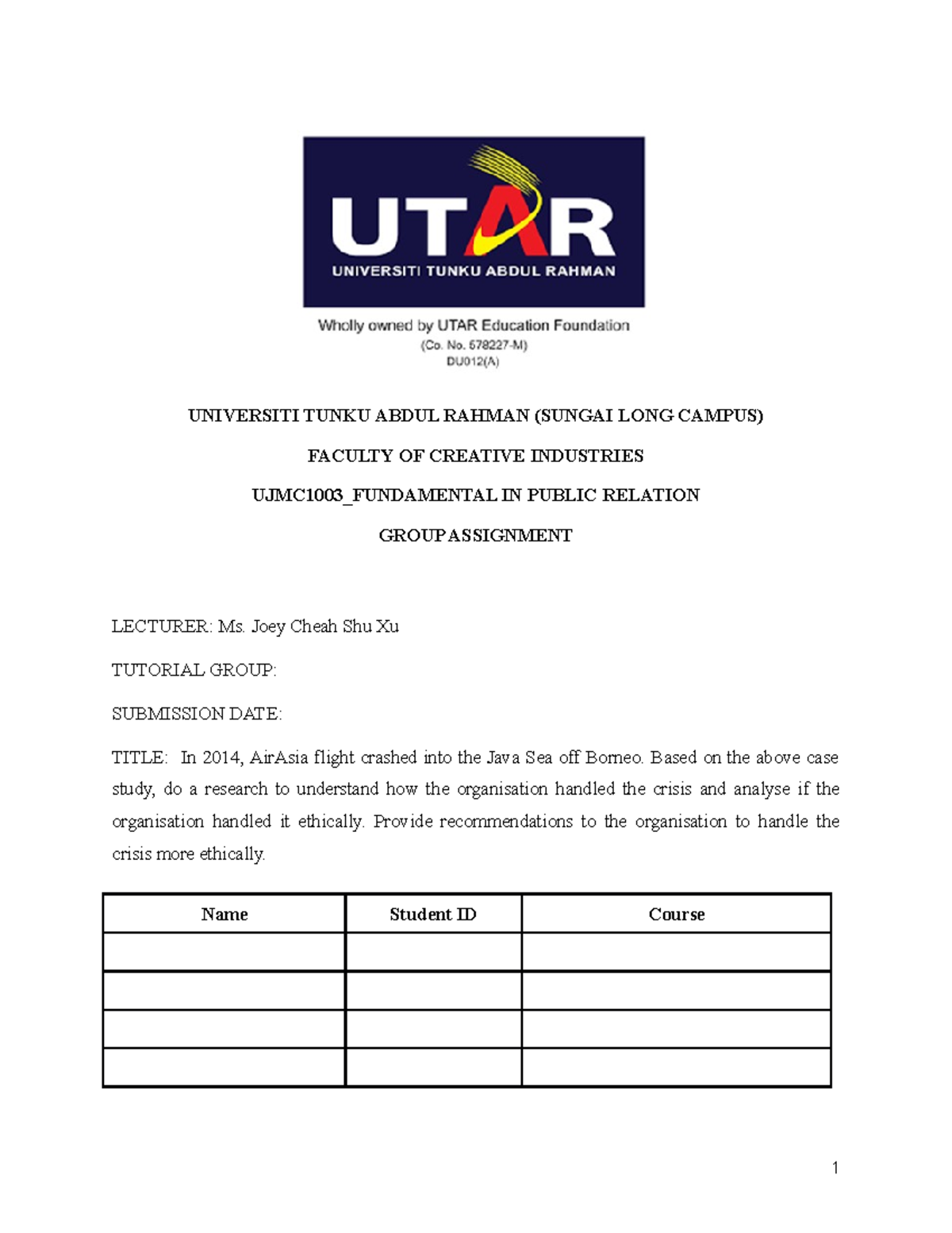 Fundamental of PR - Entrepreneurship - UTAR - Studocu