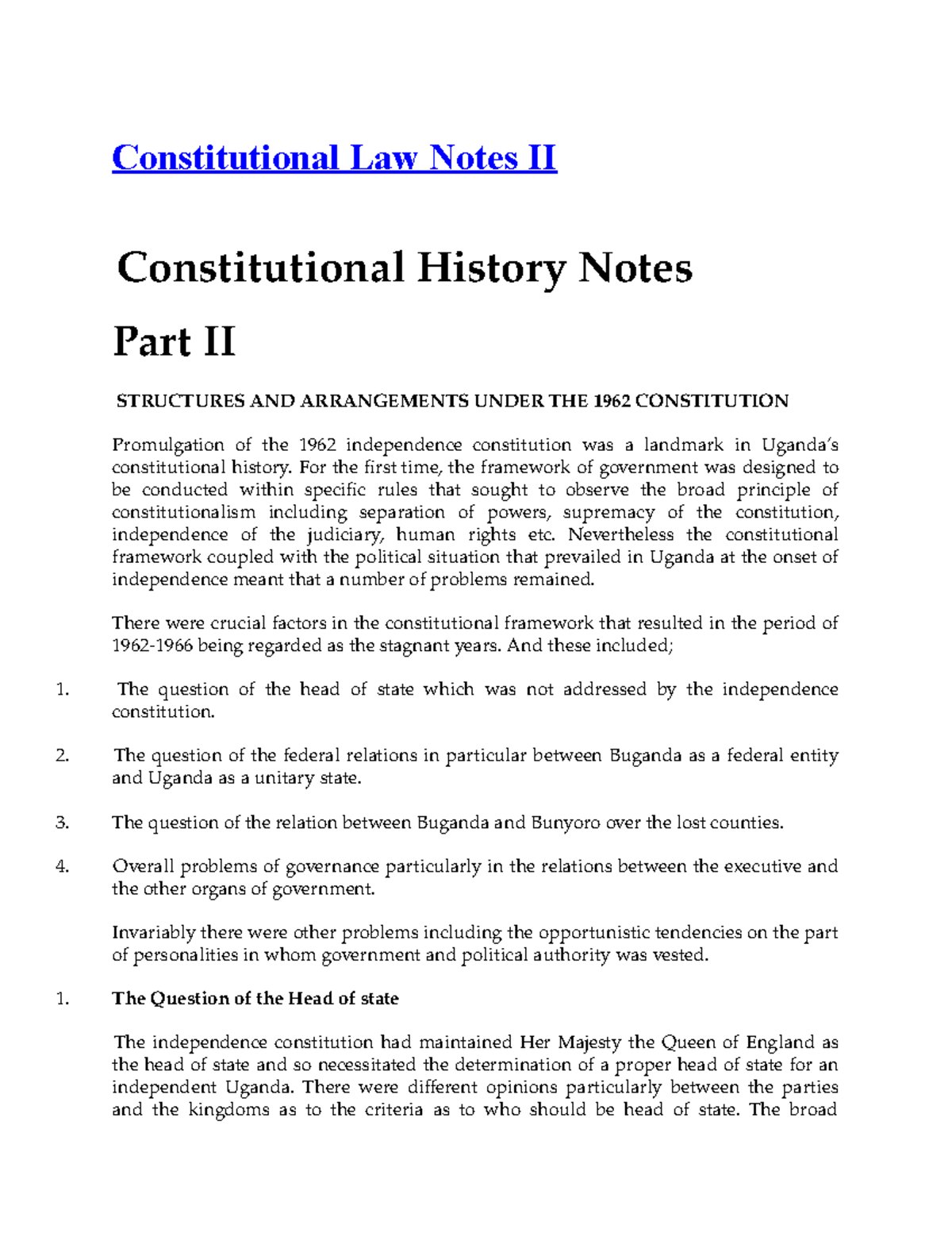 Constitutional Law Notes II - Constitutional Law Notes II Const ...
