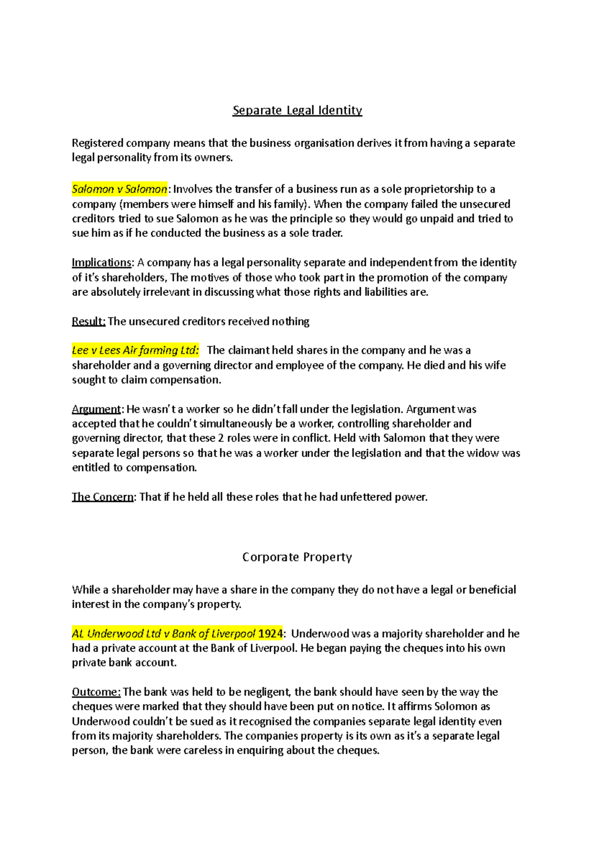 Separate Legal Identity - Separate Legal Identity Registered company ...