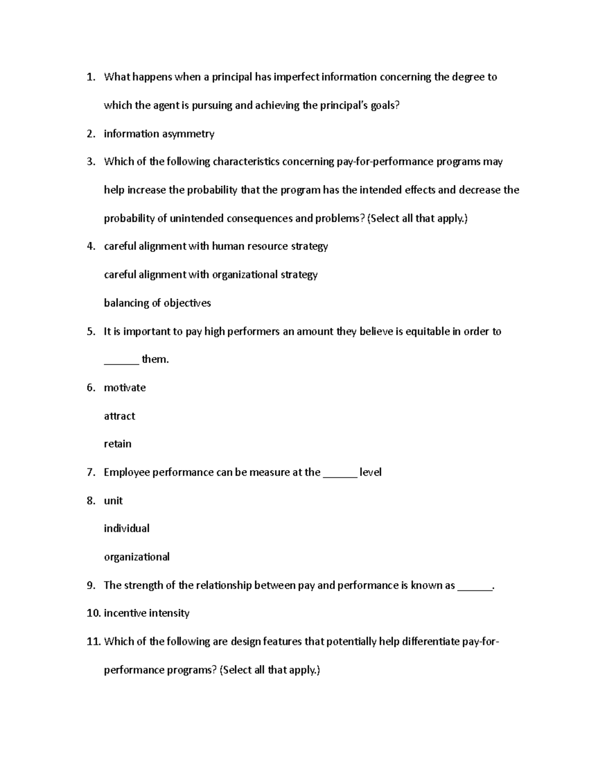 Busmgt 301 11 - notes - What happens when a principal has imperfect ...