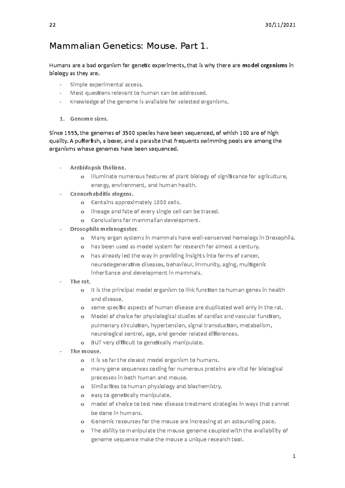 Mammalian genetics. Mouse part 1 - Mammalian Genetics: Mouse. Part 1 ...
