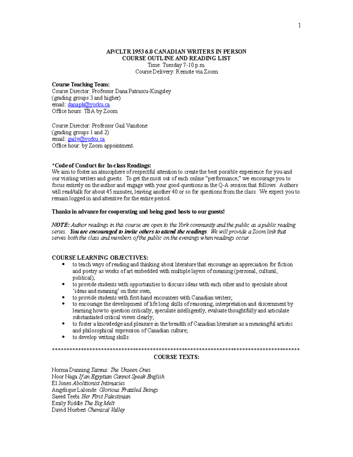 1953 schedule 2023-24 - course outline - AP/CLTR 1953 6 CANADIAN ...