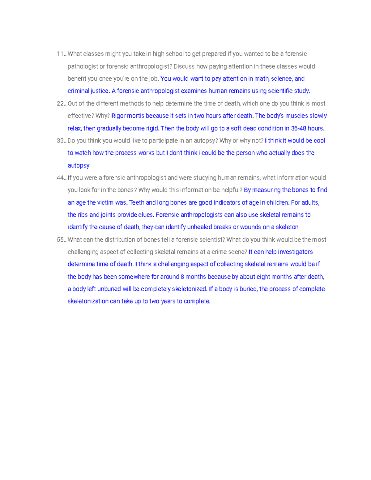 Forensic science unit 6 questions - 11.. What classes might you take in ...