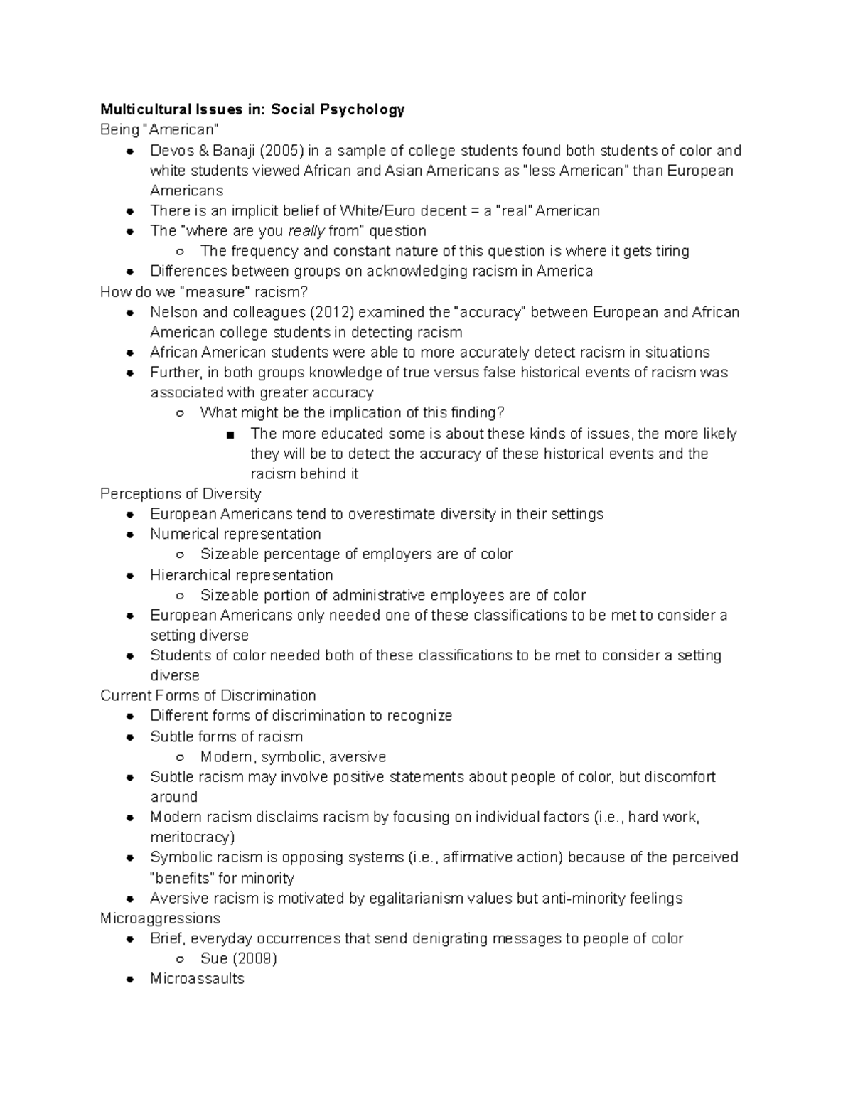 PSY 399 Week 6 - Professor Mandojana-Ducot. - Multicultural Issues in: Social Psychology Being ...