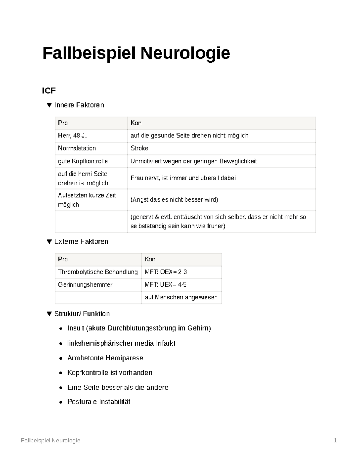Fallbeispiel Neurologie - auf die gesunde Seite drehen nicht möglich ... Fallbeispiel Neurologie - auf die gesunde Seite drehen nicht möglich ...