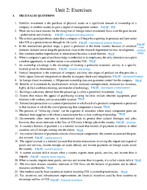 Unit 5 - Exercises to sts - Unit 5 – Exercises PART ONE I. Match the terms with their definition ...