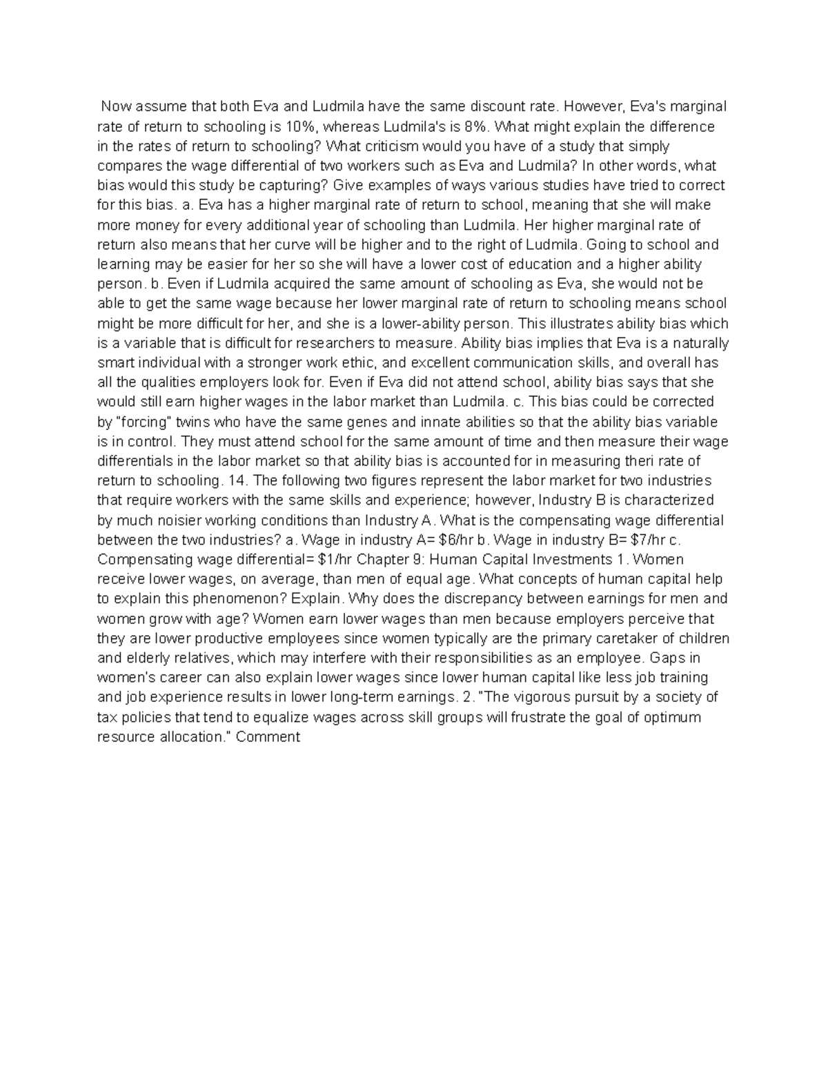 Chapter 7 Labor Supply Extensions 1 - Now assume that both Eva and ...