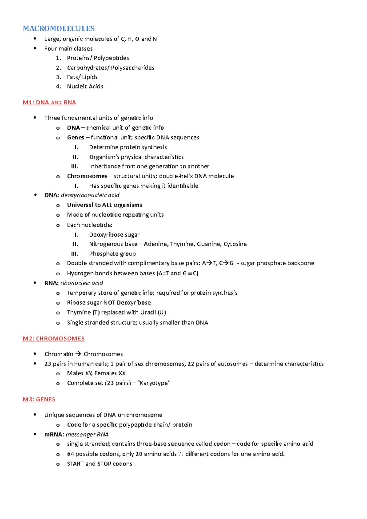 Macromolecules - MACROMOLECULES Large, organic molecules of C, H, O and ...