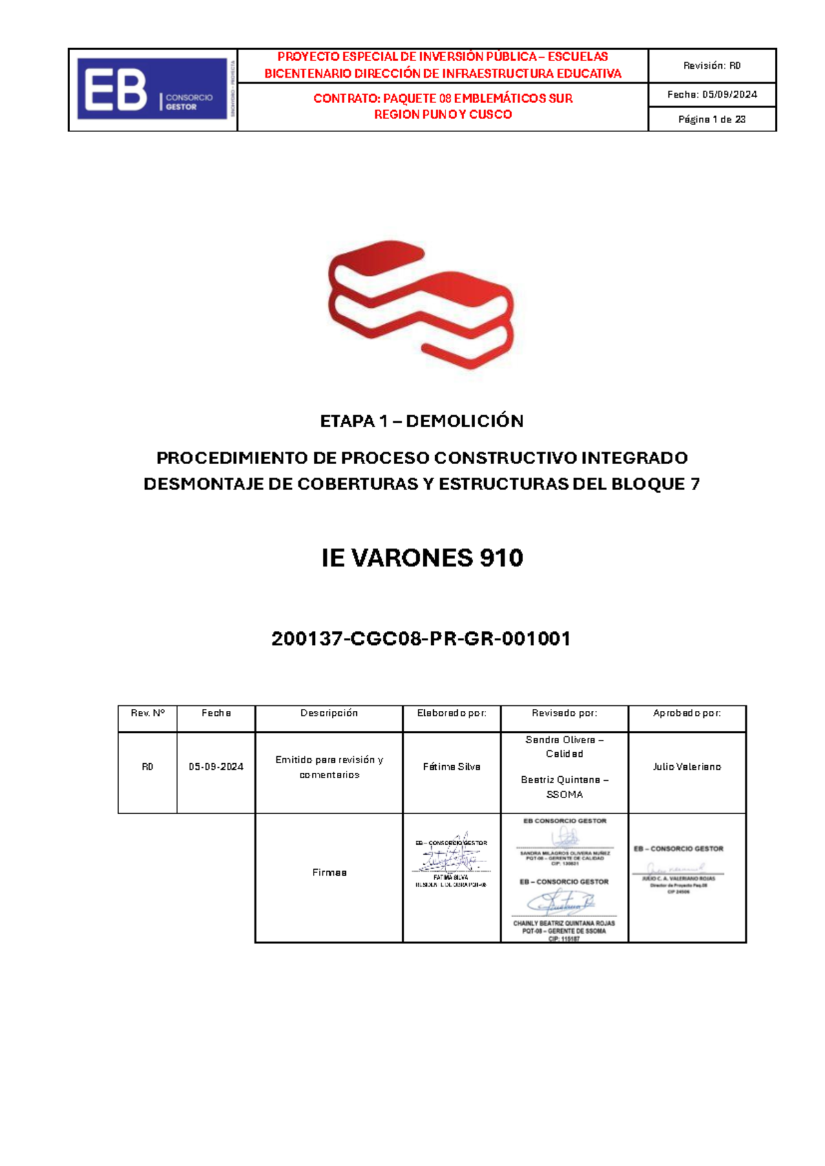2001 37-CGC08-PR-GR-001001 - BICENTENARIO DIRECCIÓN DE INFRAESTRUCTURA ...