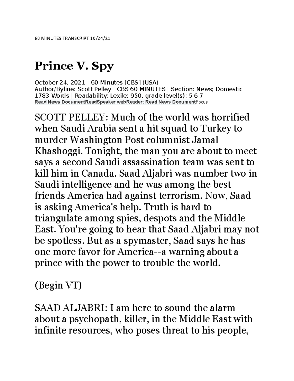 60 Minutes Transcript 10 study for 2020 - 60 MINUTES TRANSCRIPT 10/24 ...