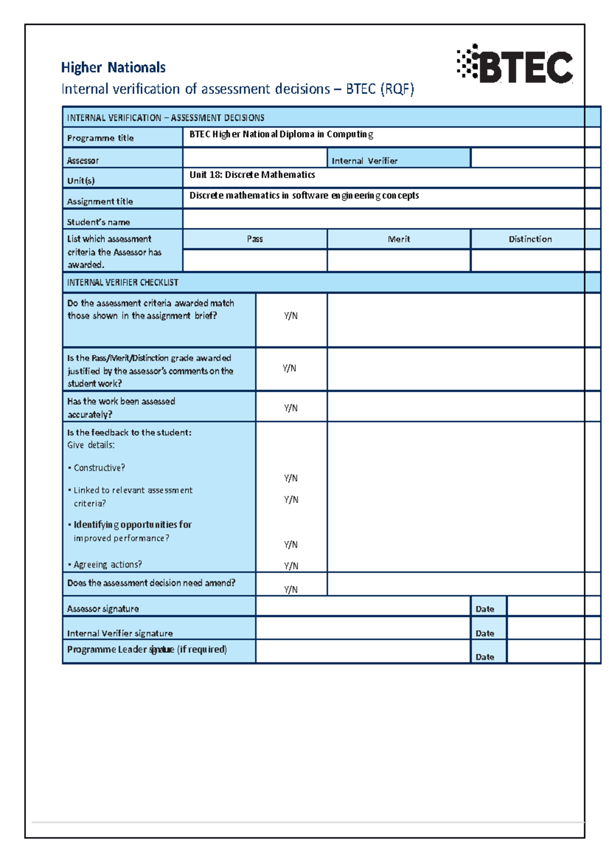 Hnd Com Unit 18 Discrete Mathematics Reworded 2021 Higher Nationals Internal Verification