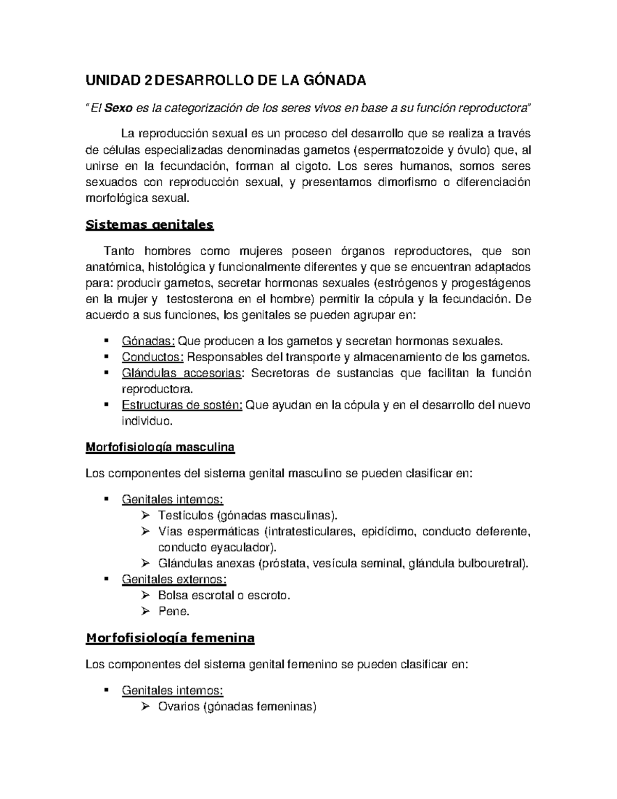 Unidad 2 Desarrollo de la Gonada - Warning: TT: undefined function: 32 ...