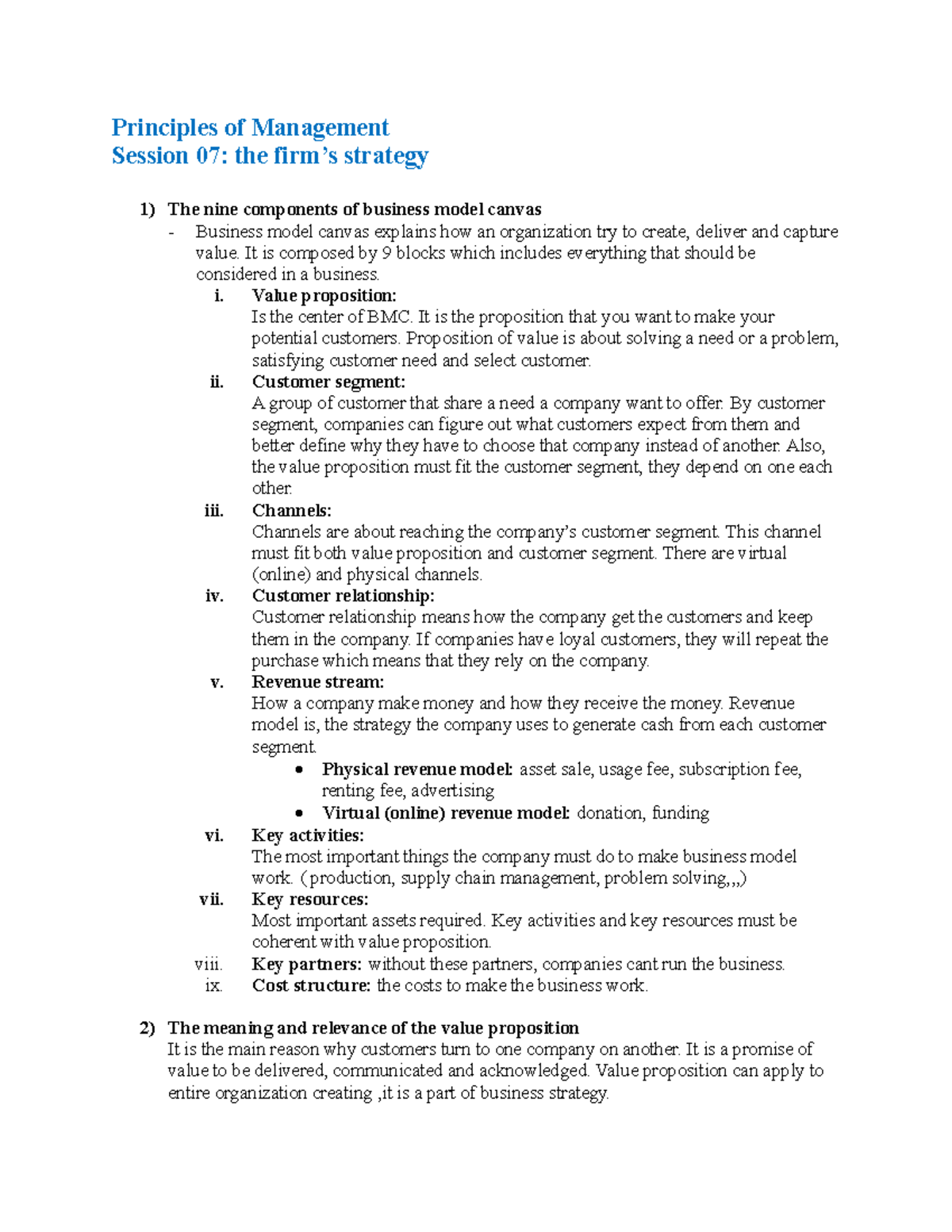 Principles of Management- session 07 - It is composed by 9 blocks which ...