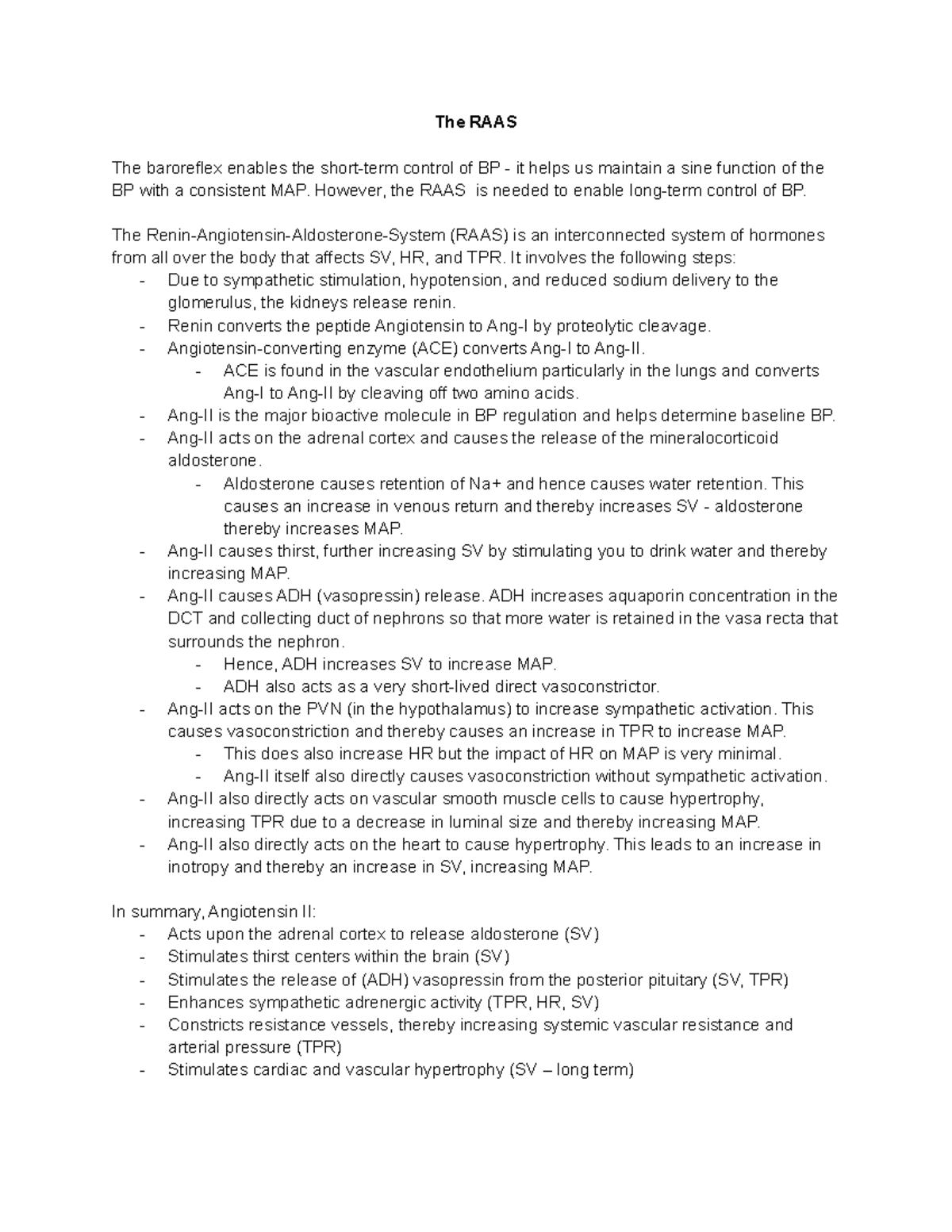 Cardio (HS375) Section 13 - The RAAS The baroreflex enables the short ...