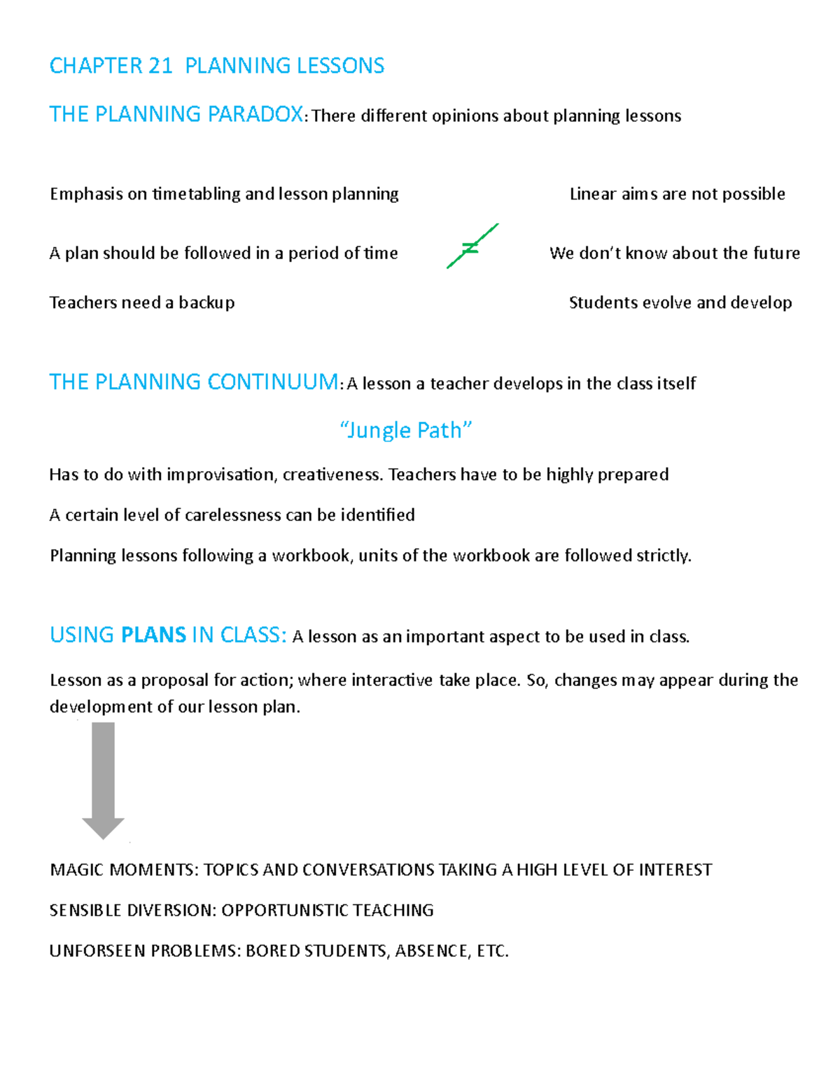 Chapter 21 Planning Lessons - CHAPTER 21 PLANNING LESSONS THE PLANNING ...