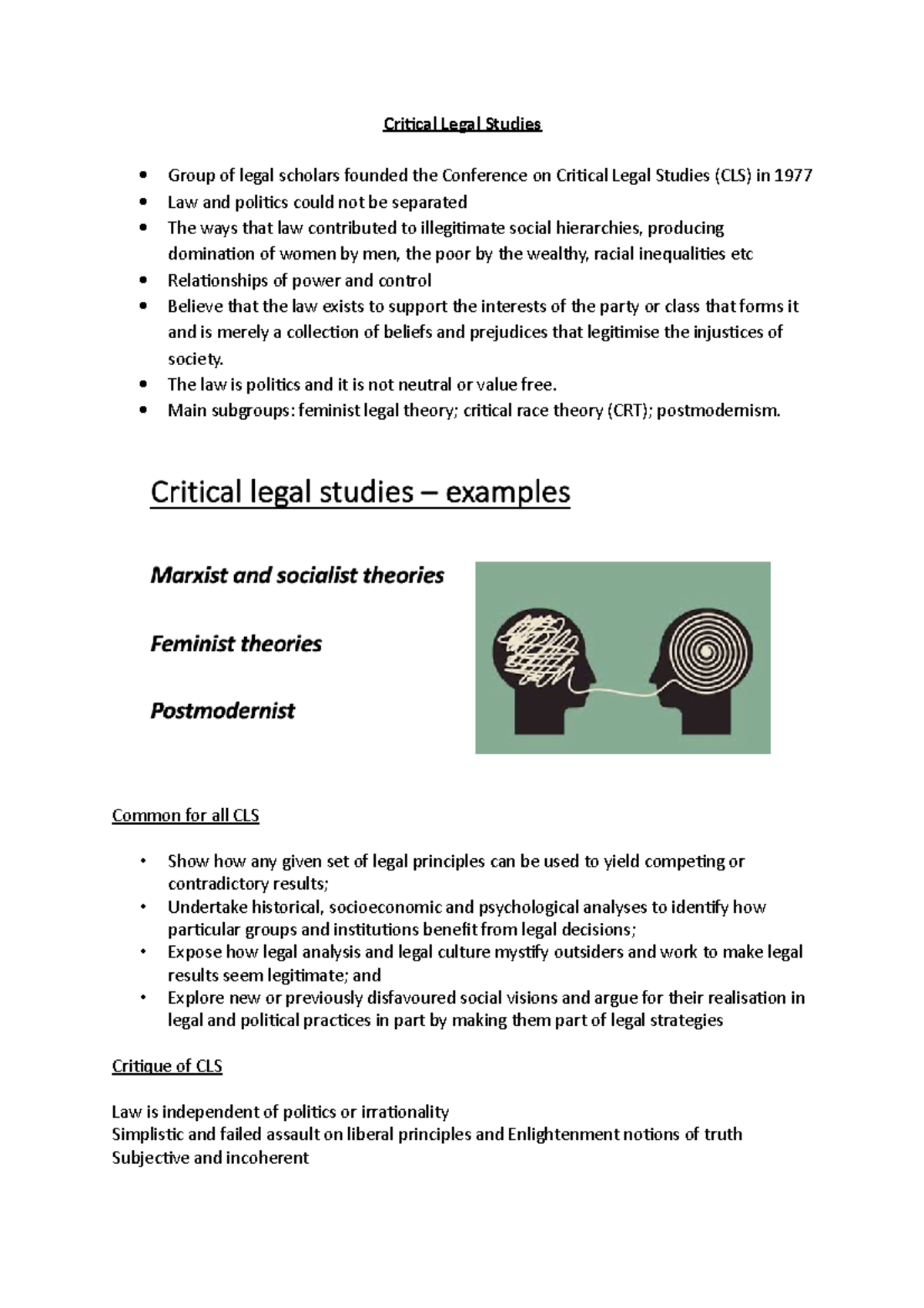 Critical Legal Studies - The law is politics and it is not neutral or ...