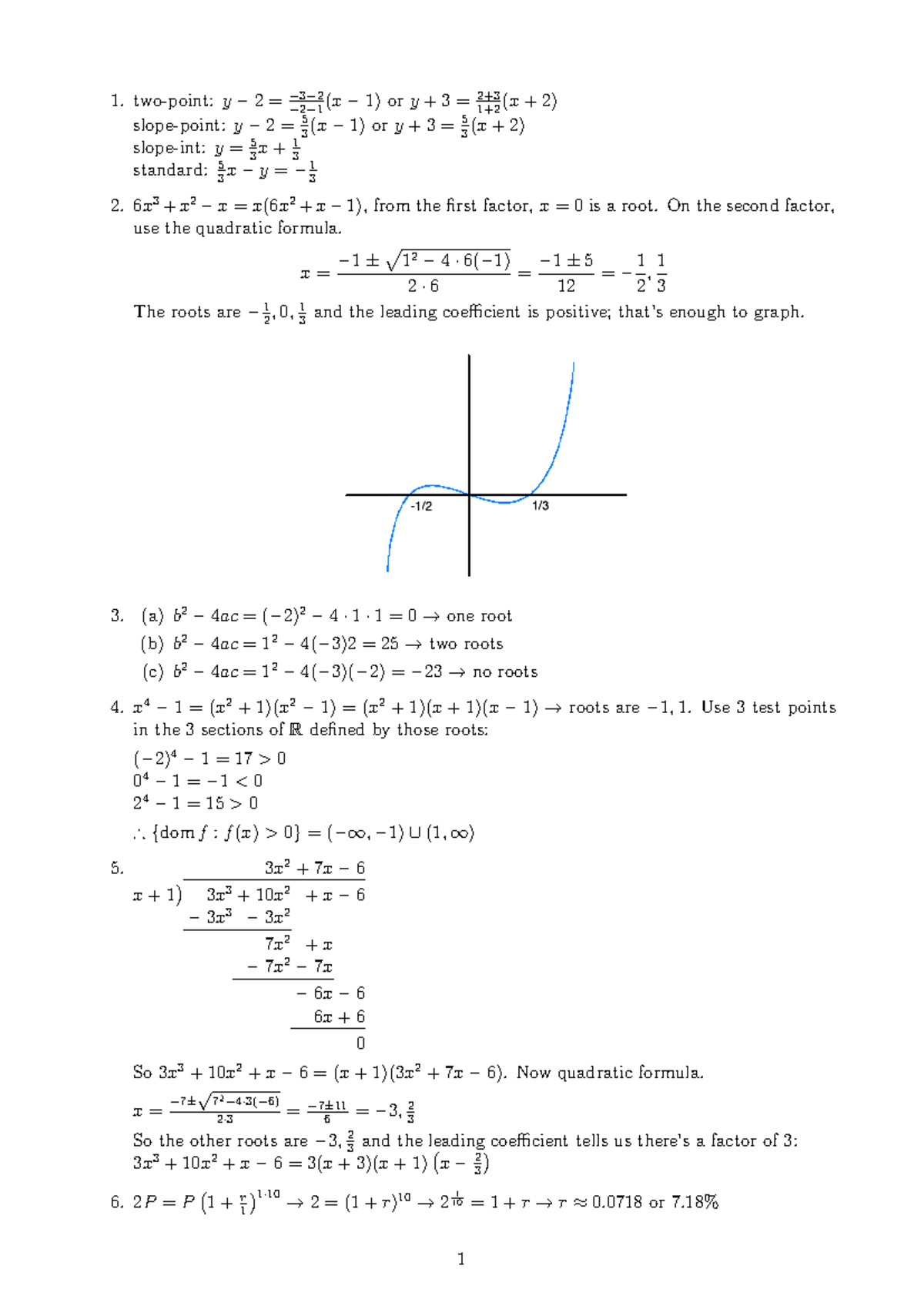 Week 6 Solutions - Solution for Tutorial week 6 MATH255 - two-point: y − 2 = − − 32 −− 21 (x − 1 ...