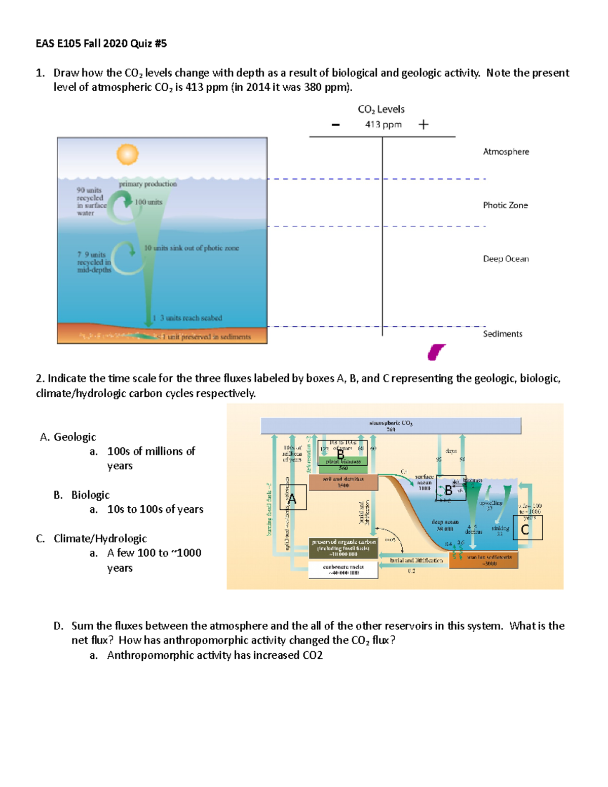EAS E105 Fall 2020 Quiz 5 - EAS E105 Fall 2020 Quiz # Draw how the CO 2 ...