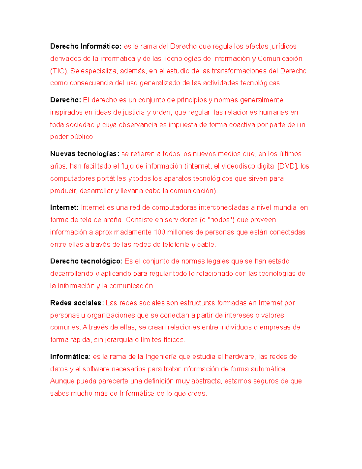 Derecho A Las Nuevas Tecnologias Conceptos Derecho Informático Es
