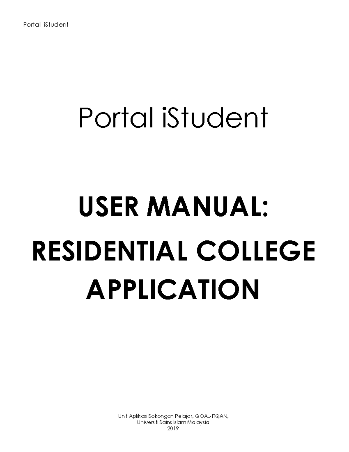 College user manual - Vvgh - Unit Aplikasi Sokongan Pelajar, GOAL-ITQAN ...