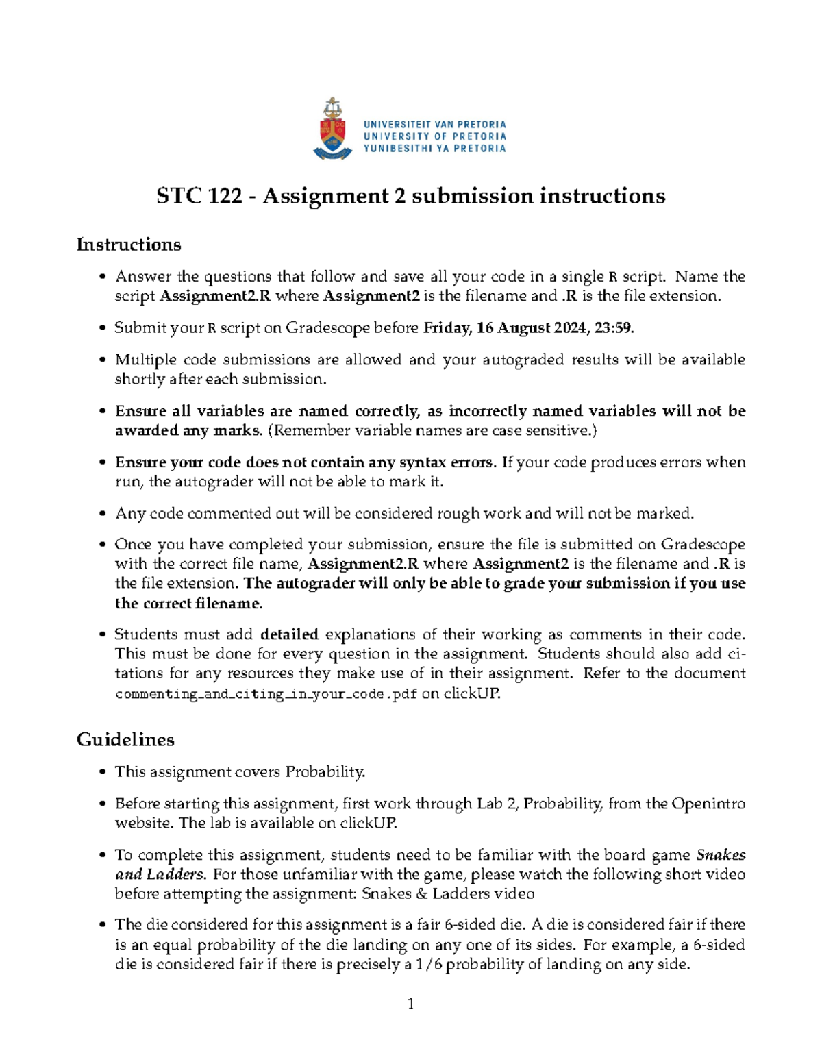 STC 122 - Assignment 2 - Submission Instructions - 2024 - STC 122 - Assignment 2 submission ...