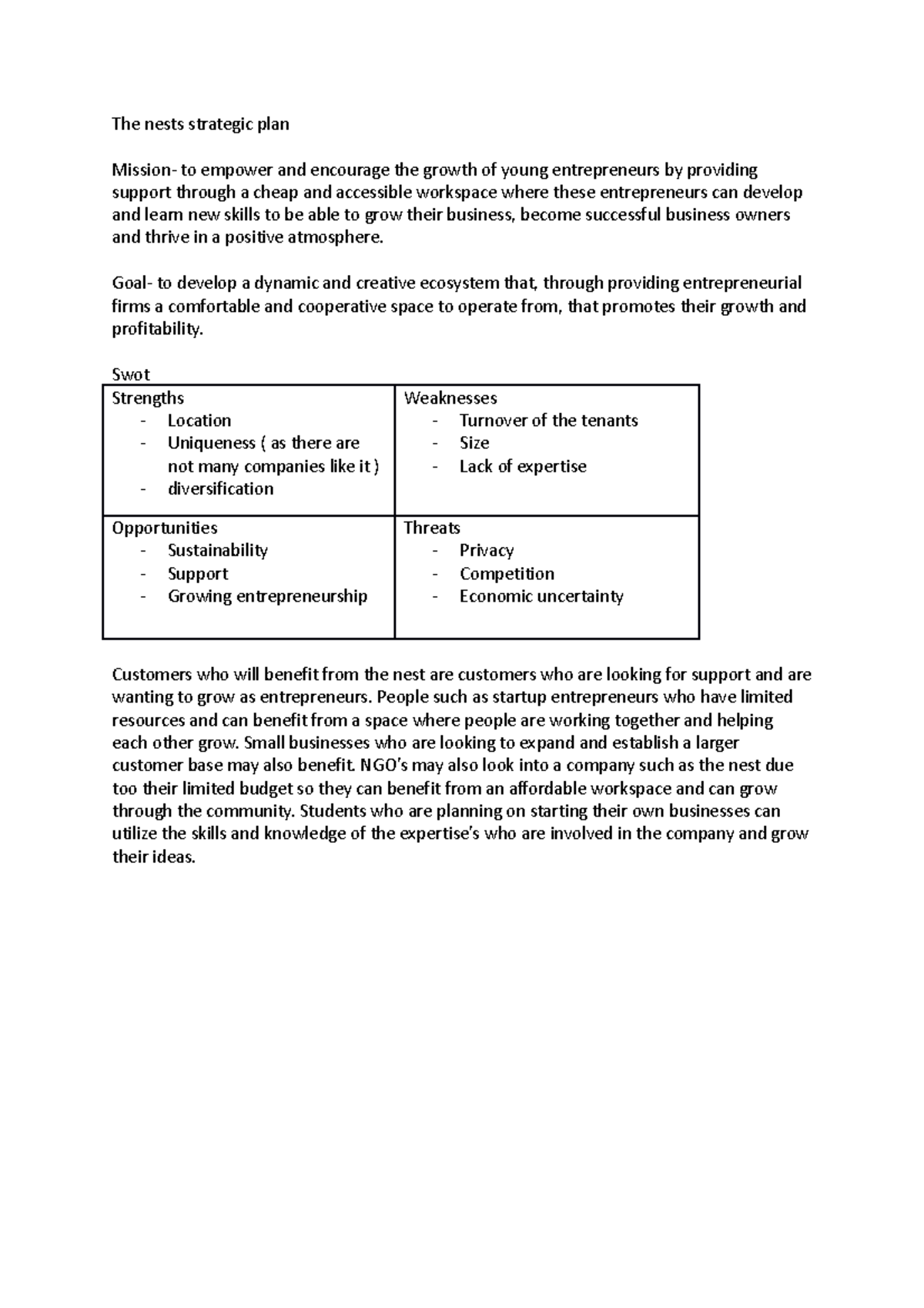 strategic plan 2 - The nests strategic plan Mission- to empower and ...
