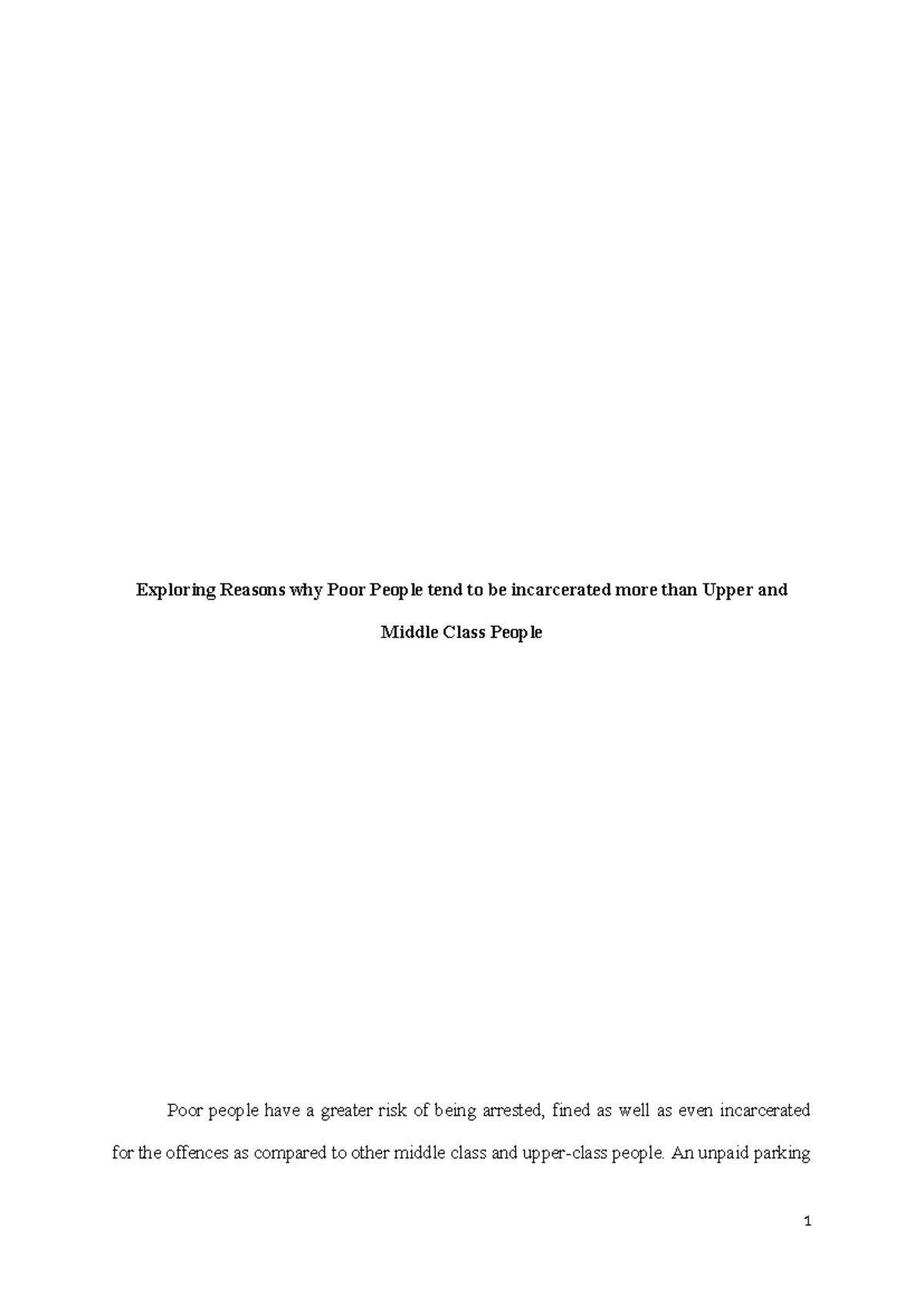 Criminology sample 2 - Exploring Reasons why Poor People tend to be ...