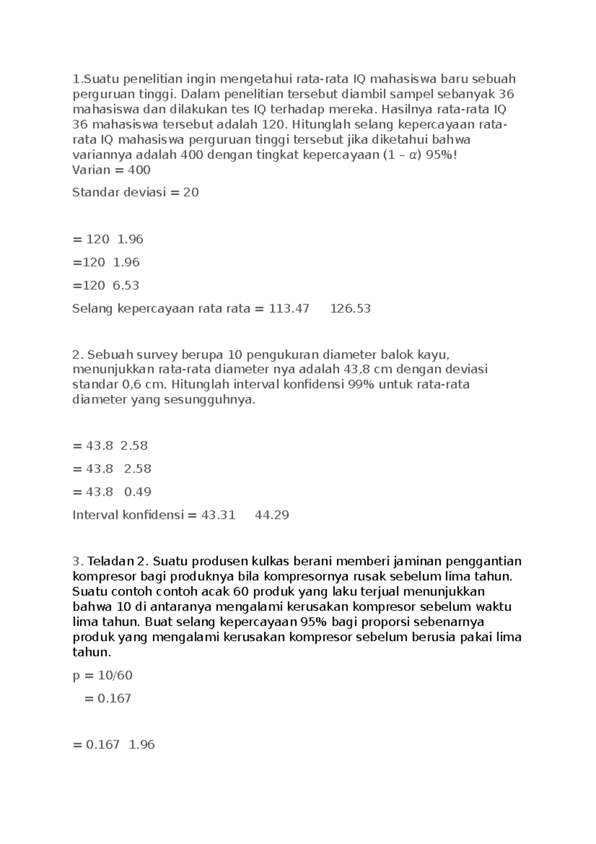 GSLC Estimasi - 1 penelitian ingin mengetahui rata-rata IQ mahasiswa ...