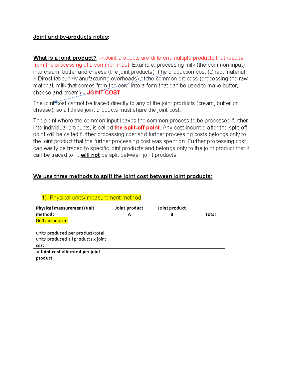 Joint and by-product notes - Joint and by-products notes: What is a ...