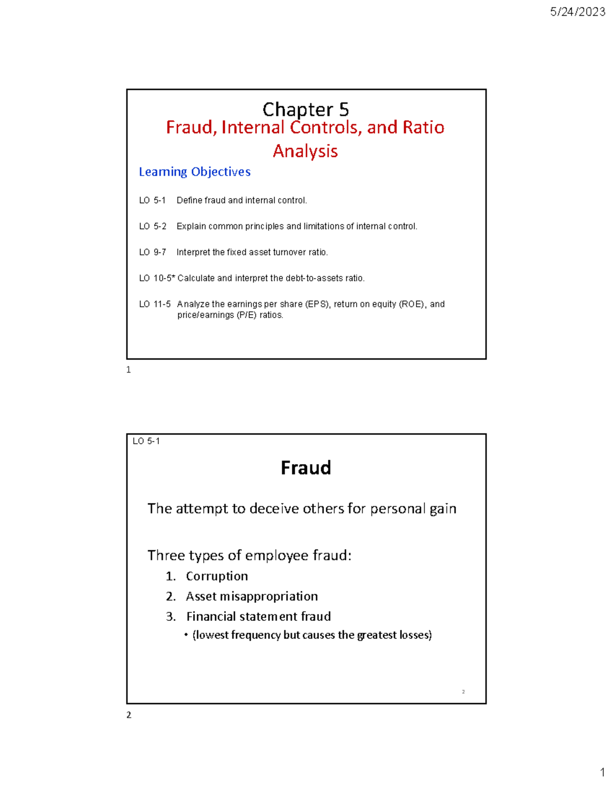 Chapter 5 - PPT Slides - PowerPoint - Chapter 5 Fraud, Internal ...