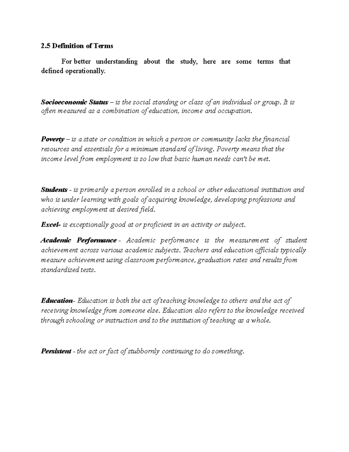 Terms of definition hehe - 2 Definition of Terms For better ...