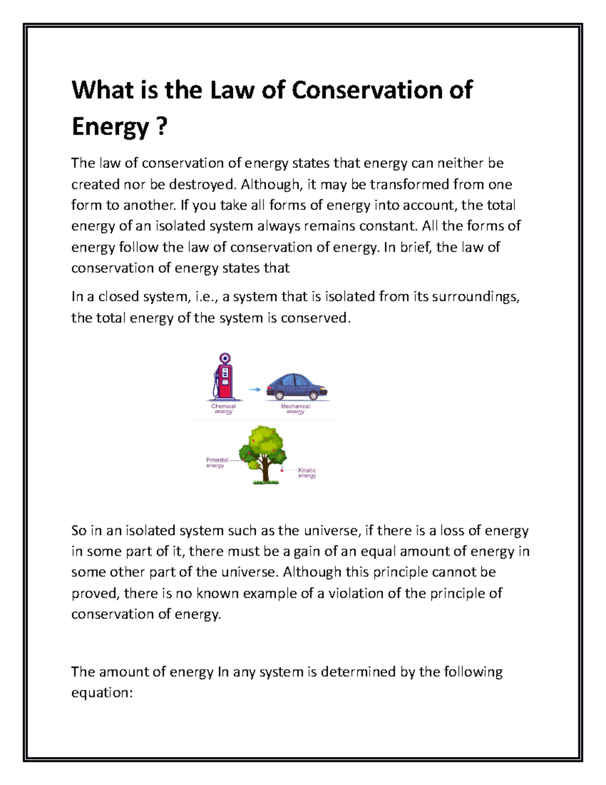 Document (22) - What is the Law of Conservation of Energy? The law of ...
