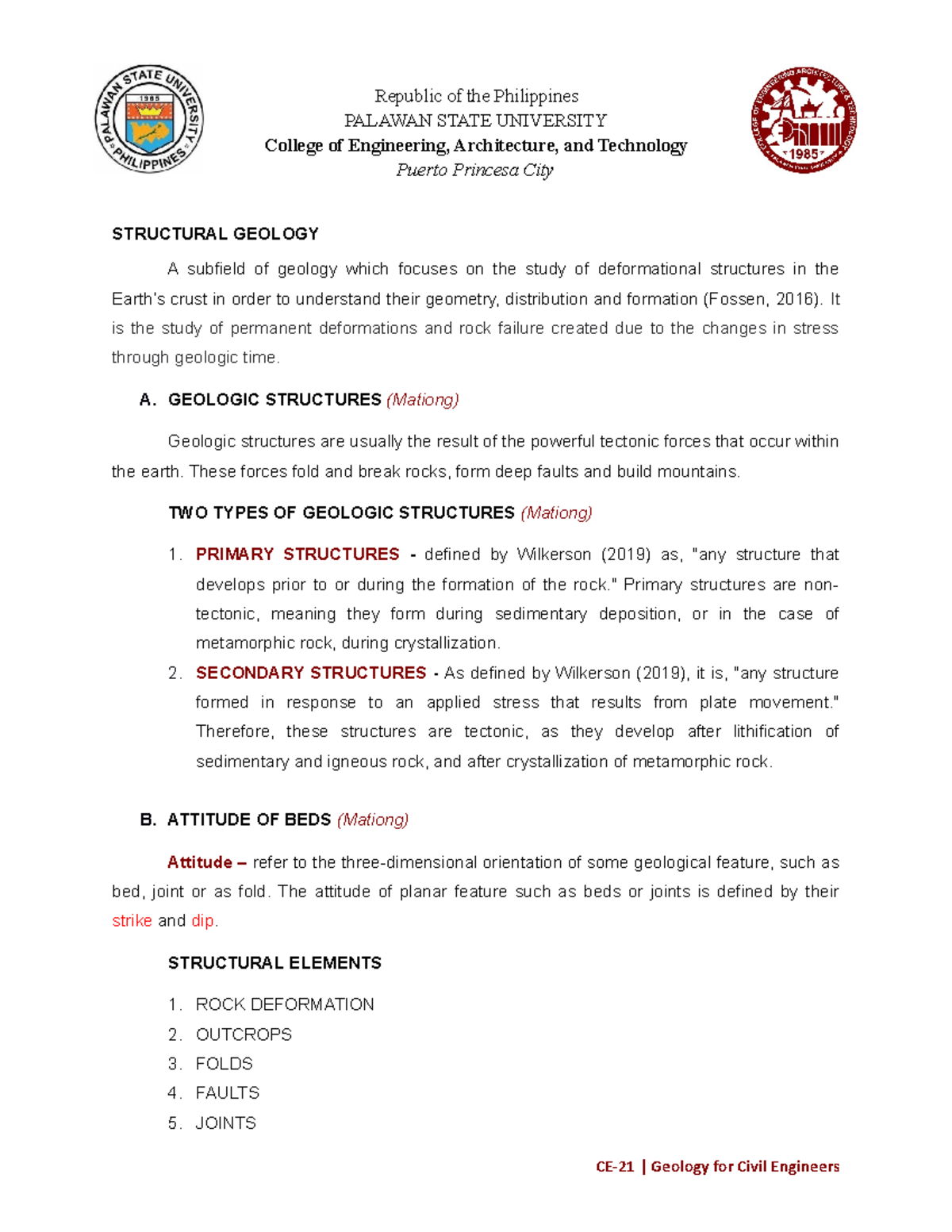 Summary in Structural Geology Summary in Structural Geology - BS in ...