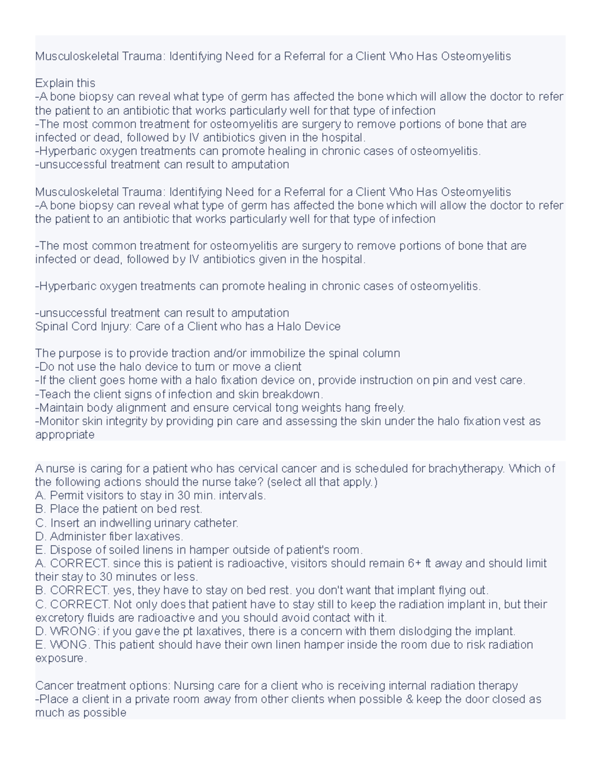 Exam 4 complex test - lecture notes - Musculoskeletal Trauma ...