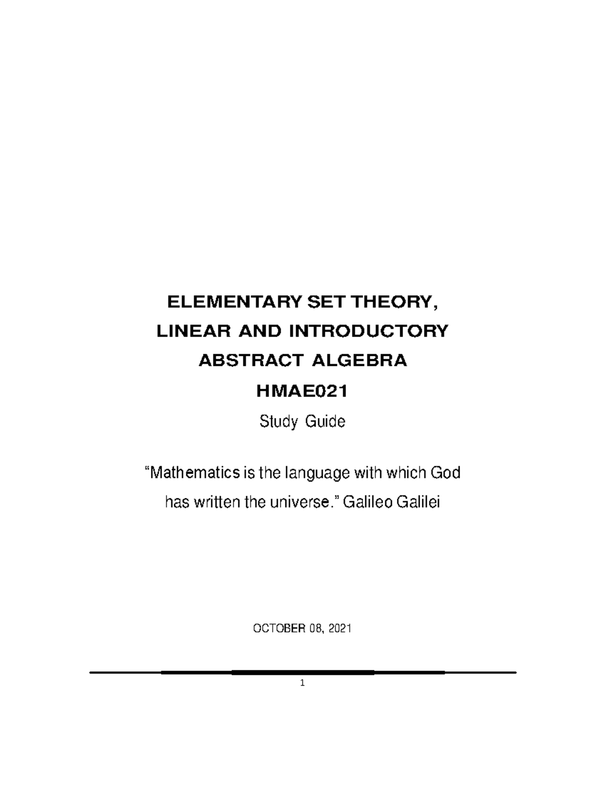 Set theory study guide - ELEMENTARY SET THEORY, LINEAR AND INTRODUCTORY ...