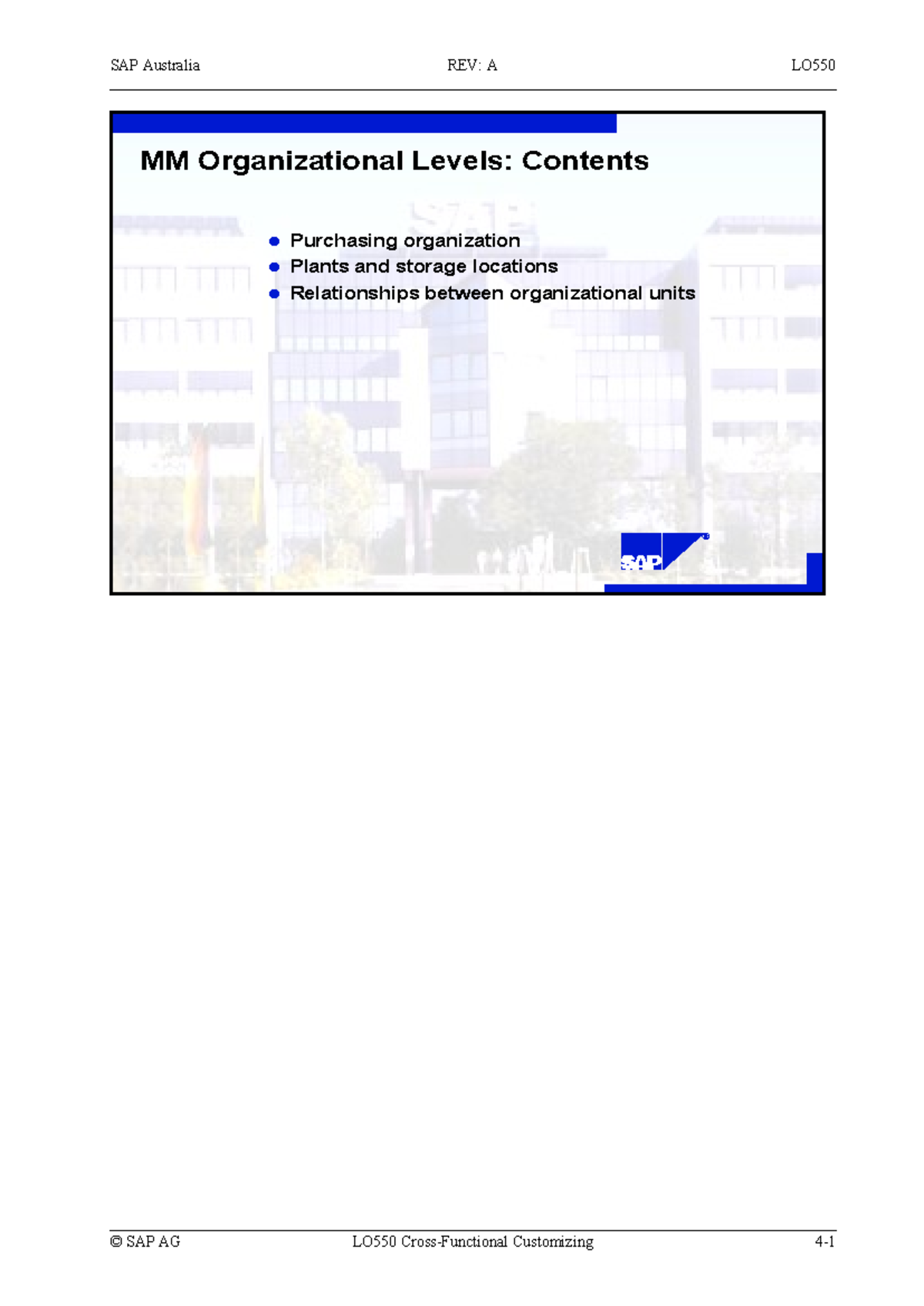 Print 4 - SAP MM training content - SAP AG R MM Organizational Levels ...