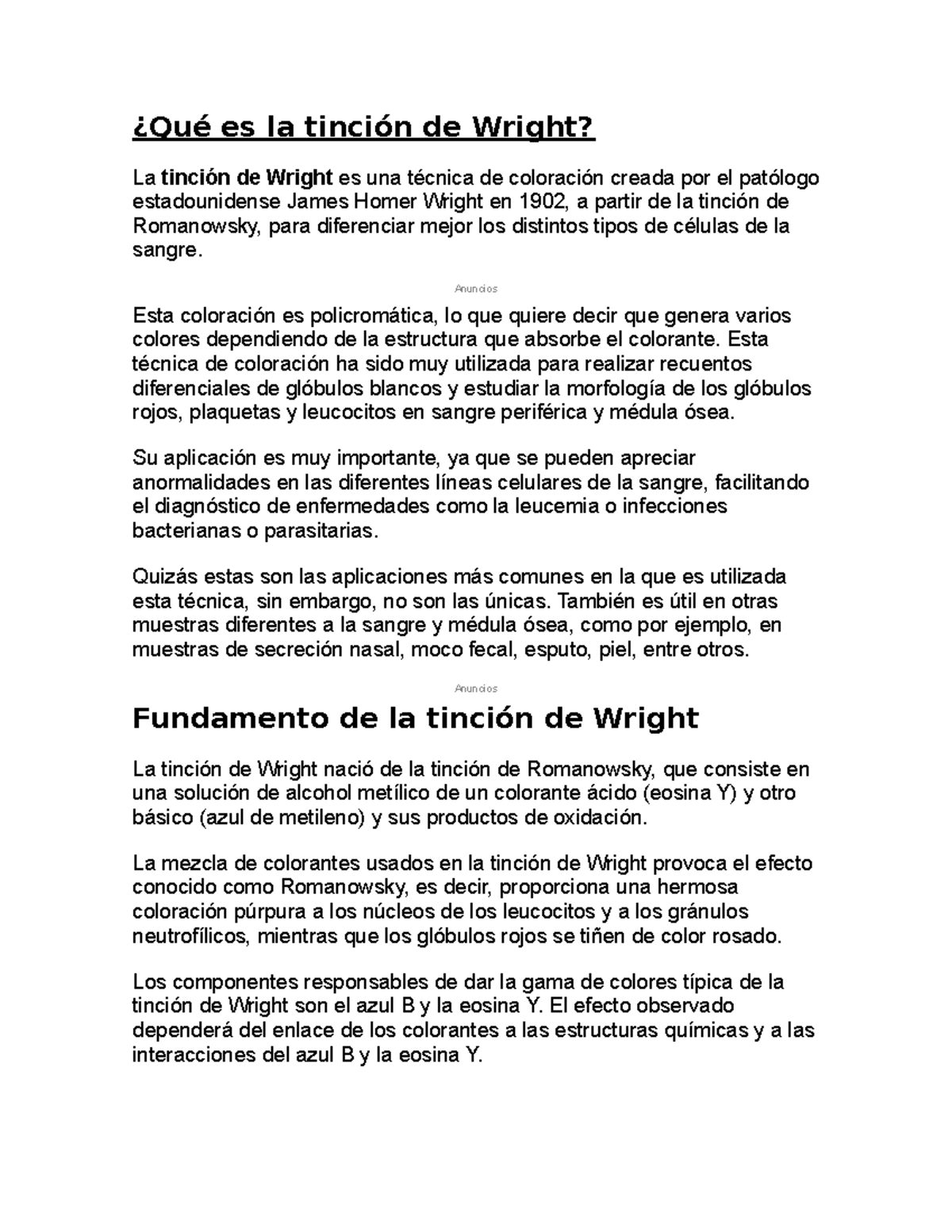 Qué es la tinción de Wright - ¿Qué es la tinción de Wright? La tinción de Wright es una técnica ...