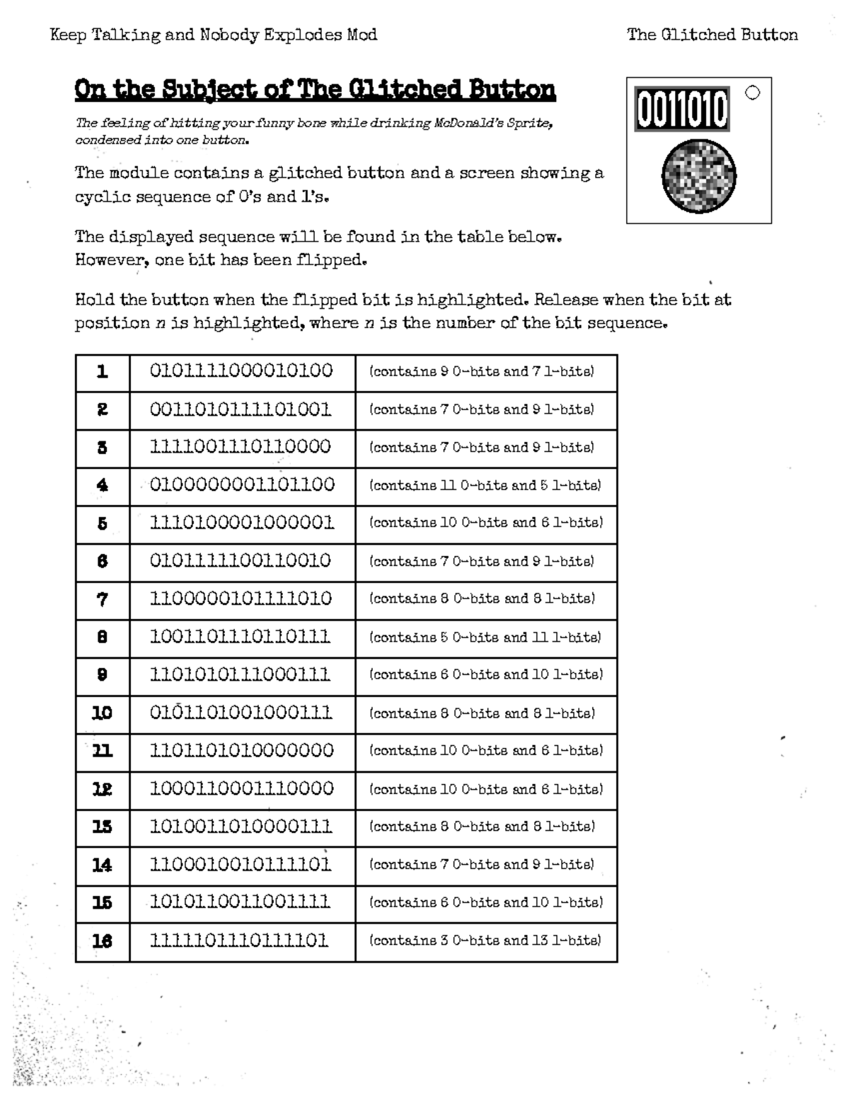 The Glitched Button - juego breve - On the Subject of The Glitched ...