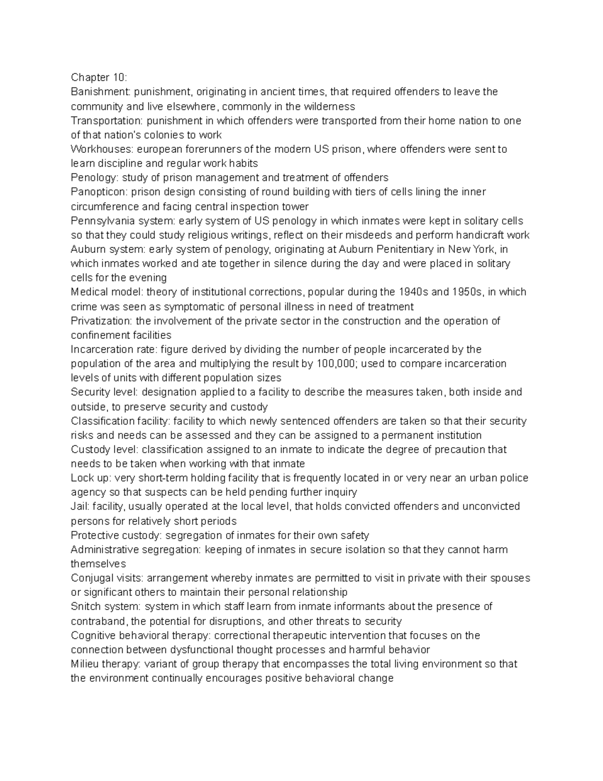 Criminal justice definitions - Chapter 10: Banishment: punishment ...
