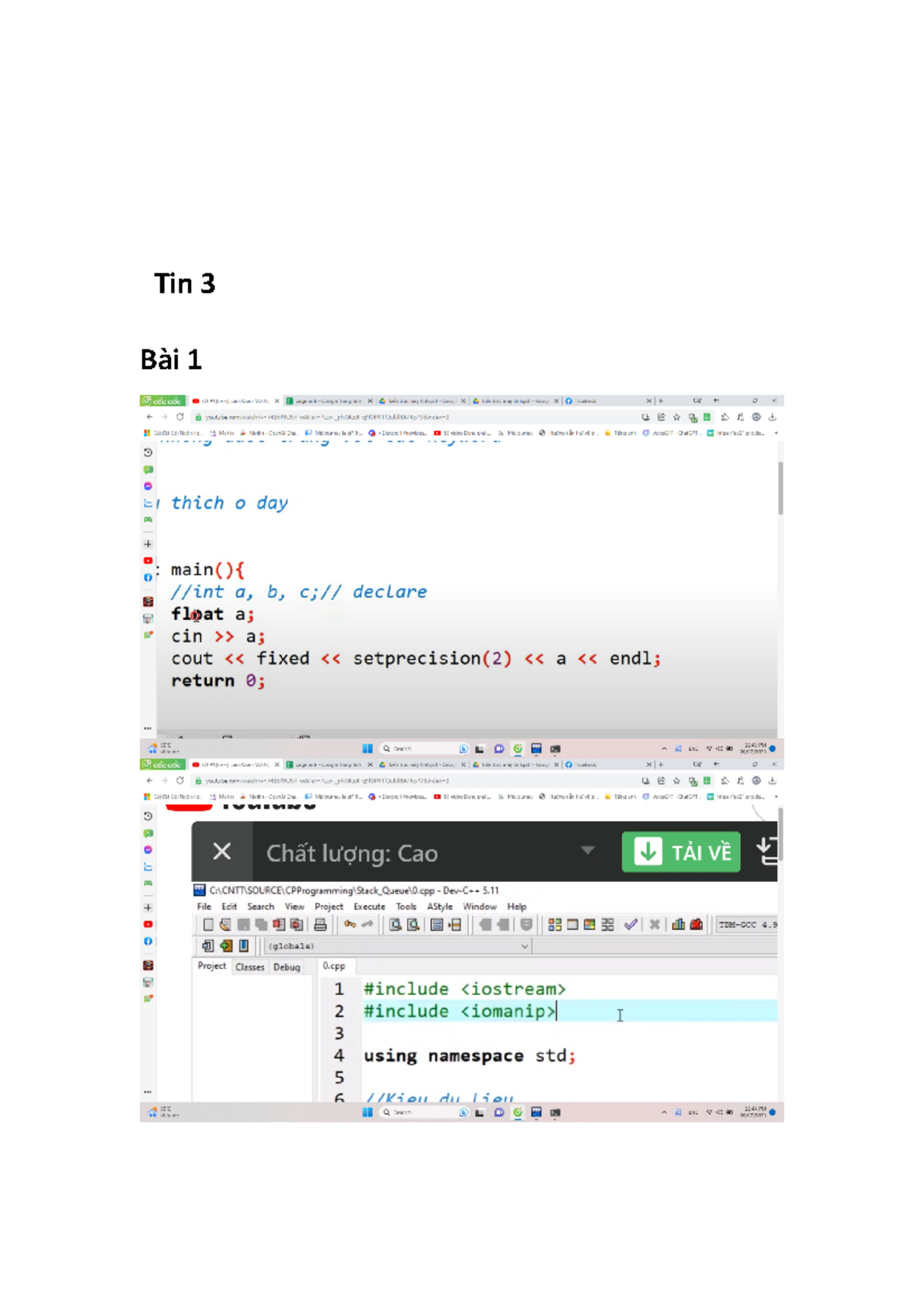 TIN HỌC CƠ SỞ 2 - rất hay - L ưu chính xác đếến sốế th ập phân th ứn Bài 2 ép ki ểu Bài 3 For ...