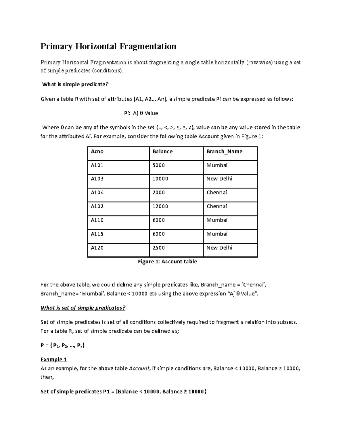 Primary Horizontal Fragmentation - database - Studocu