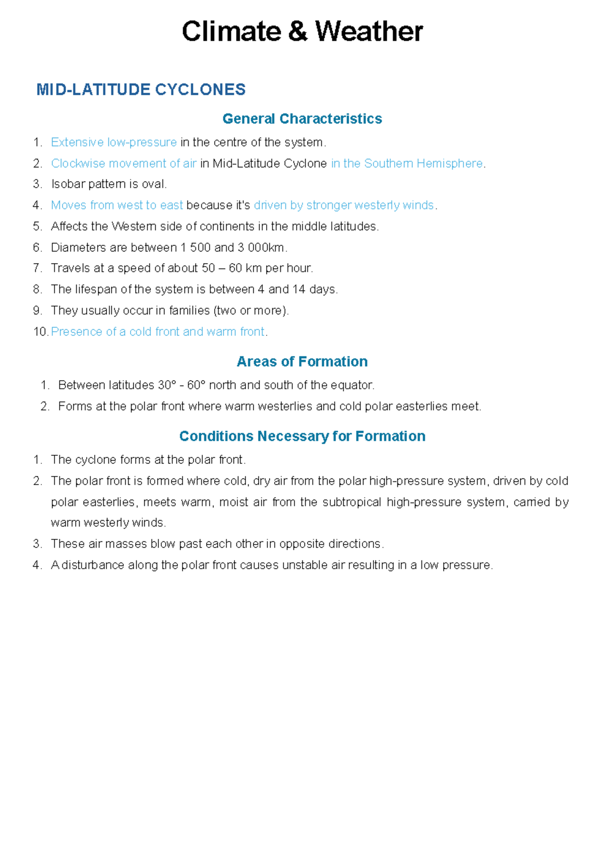 Climatology Notes - grade 12 climate and weather according to 2021 DBE ...
