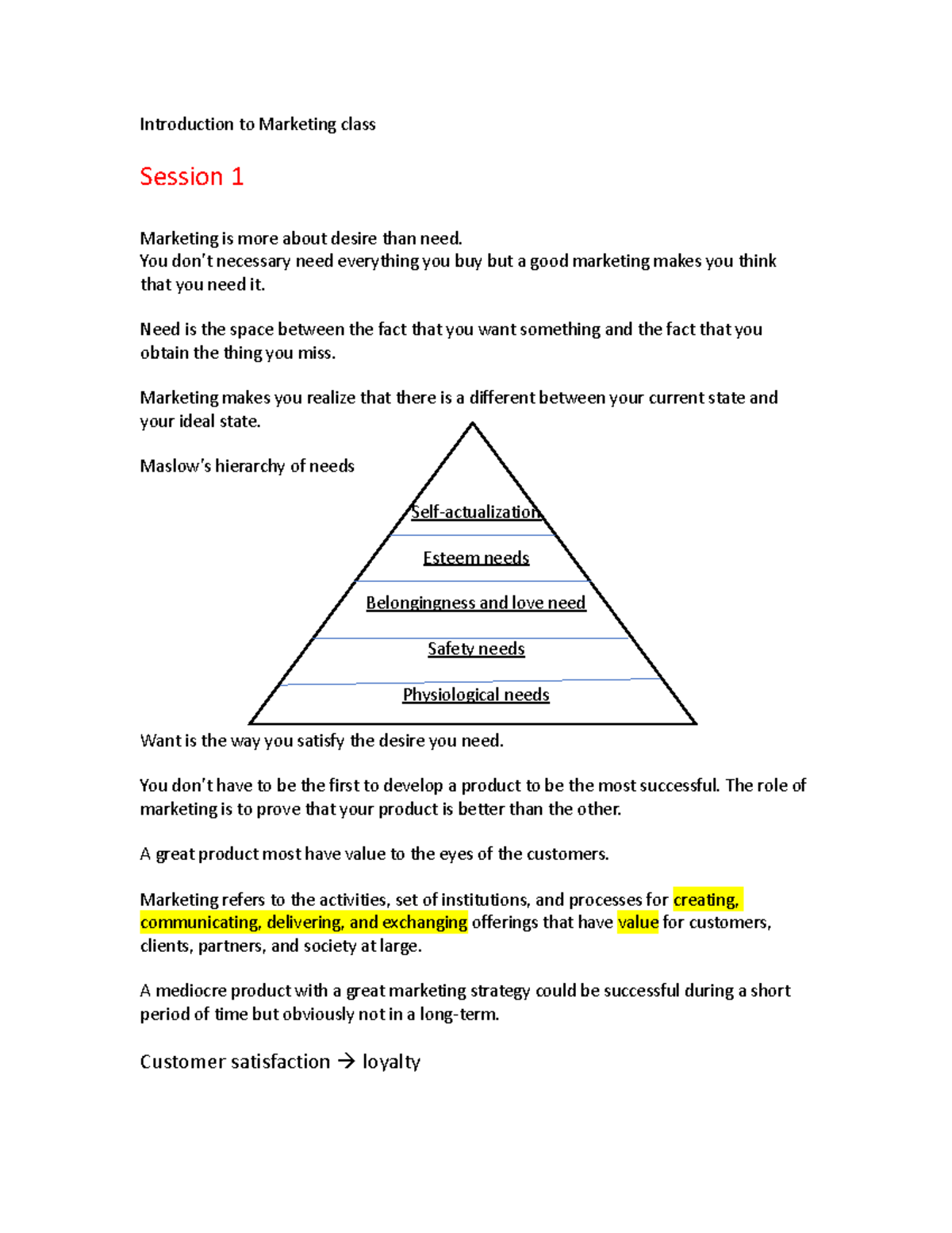 Introduction to Marketing class - Introduction to Marketing class ...
