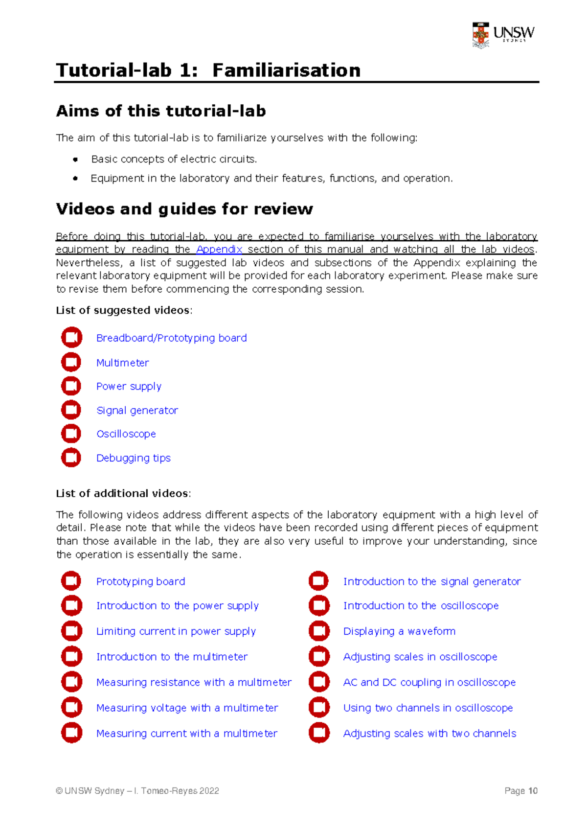 Elec lab 1 - ELEC1111 Lab PDF - Tutorial-lab 1: Familiarisation Aims of this tutorial-lab The ...