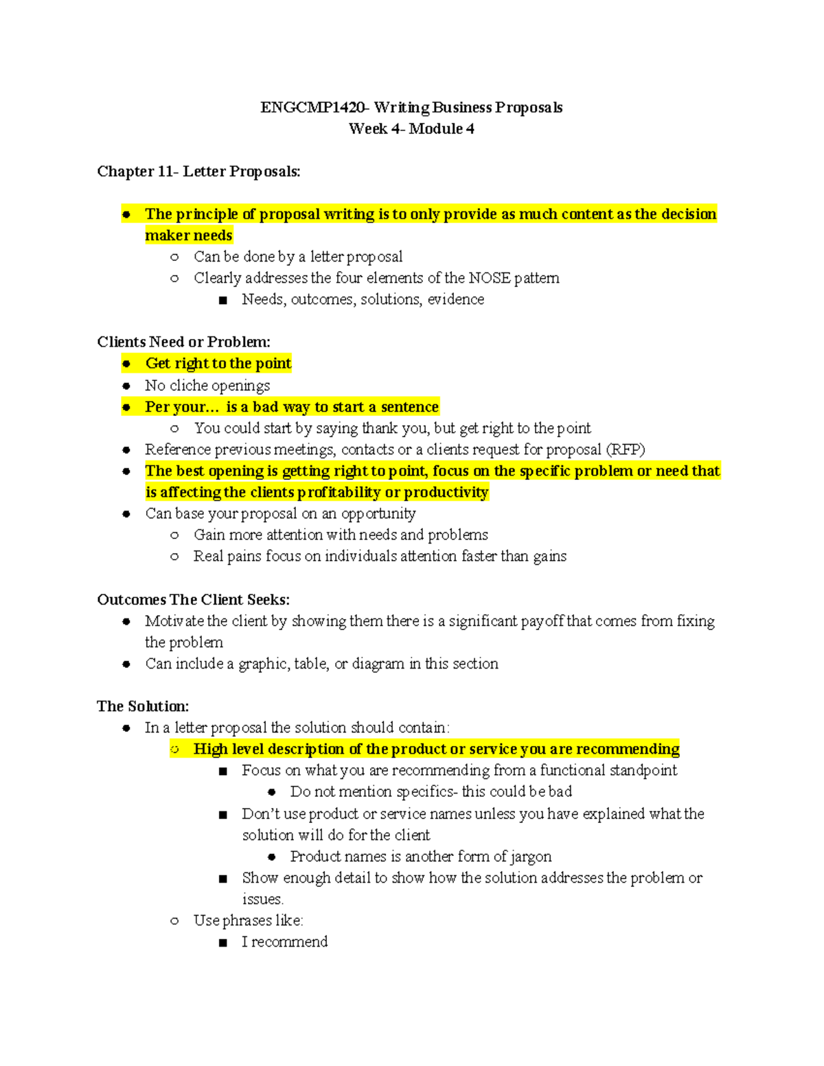 Letter Proposals - ENGCMP1420- Writing Business Proposals Week 4 ...