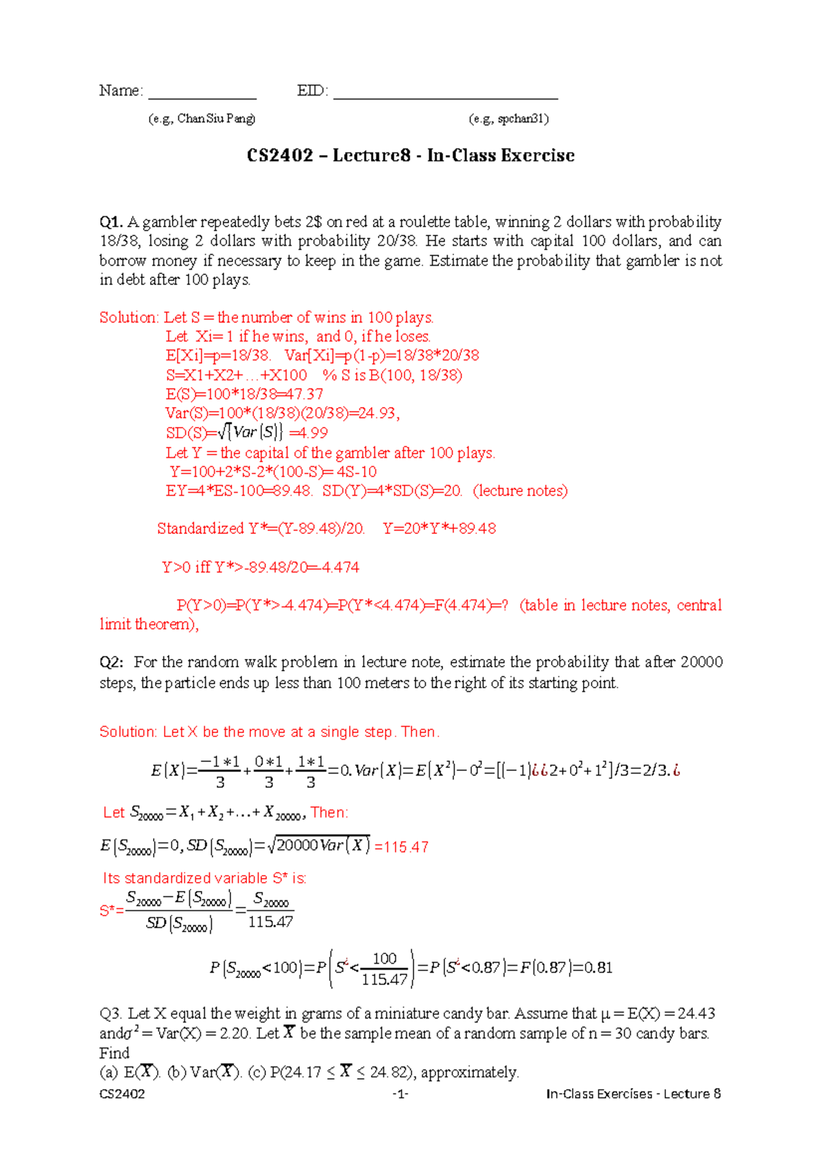 Ex-L8-Solution - tutorial solution - Name: _____________ EID