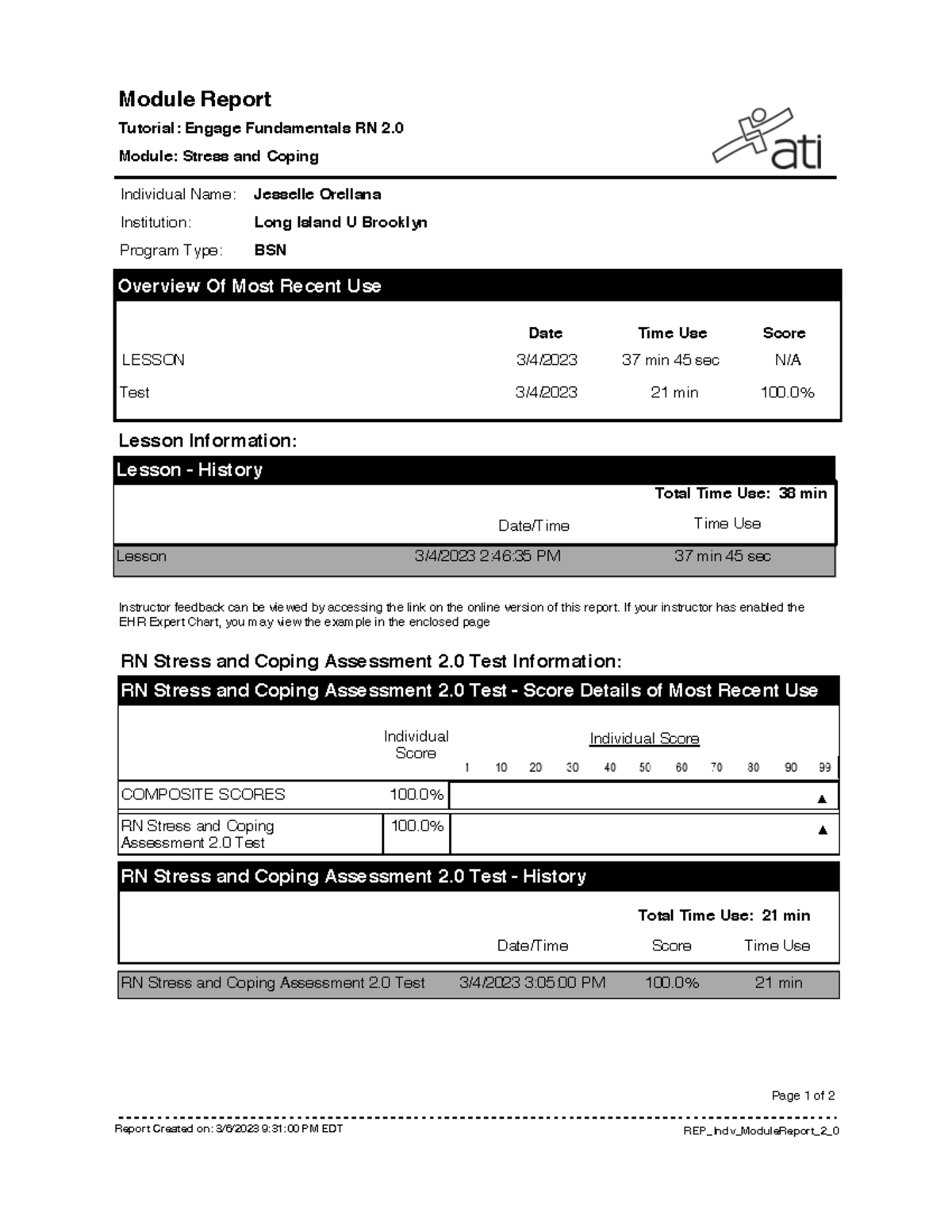 Stress and Coping - Study - Module Report Lesson Information: Tutorial ...