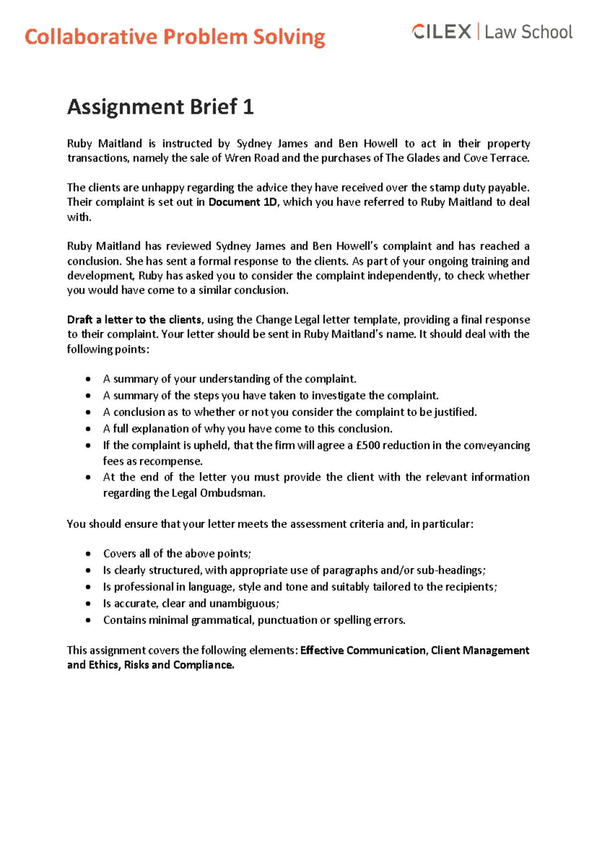 Assignment 1 Brief - Collaborative Problem Solving Assignment Brief 1 ...