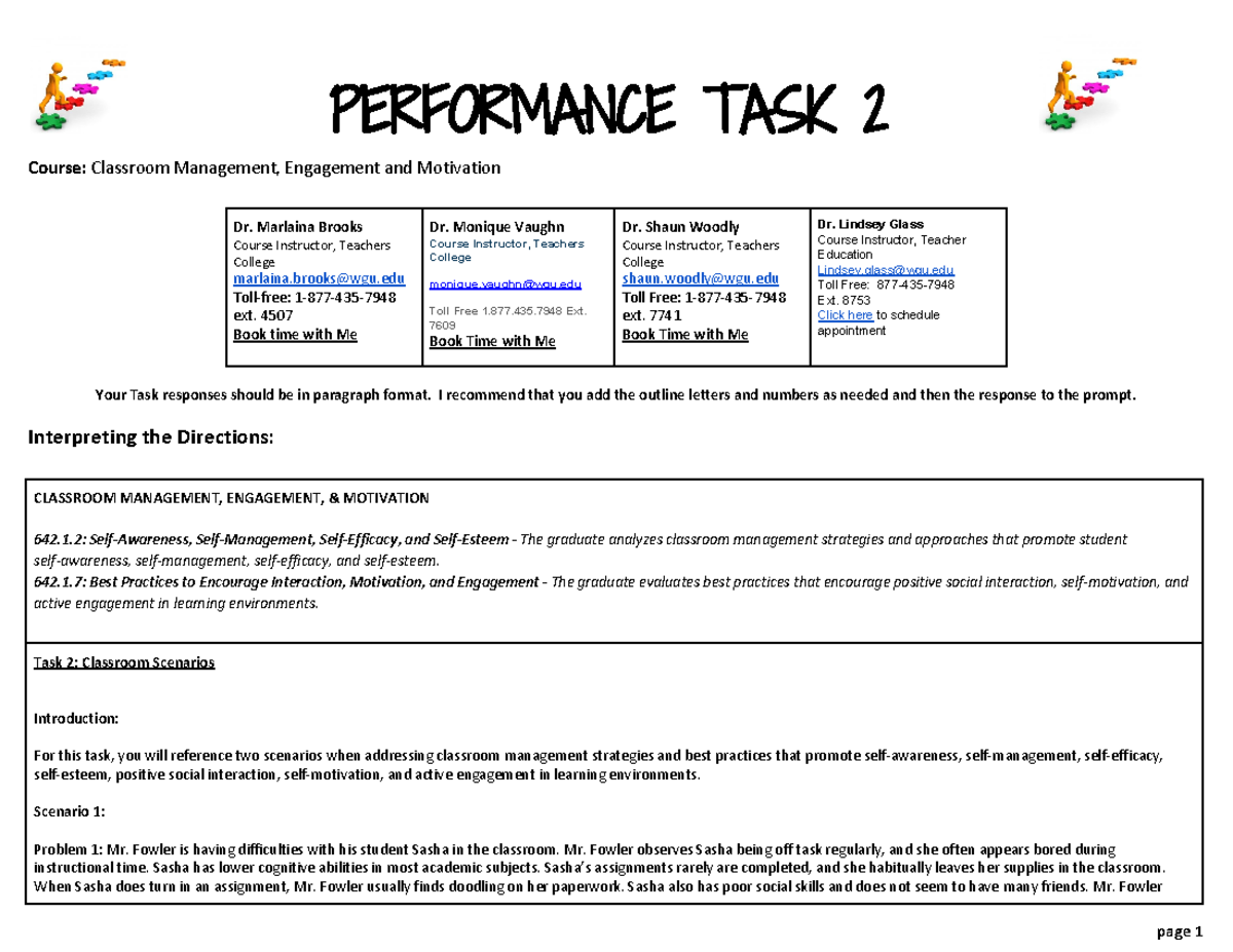 Task 2 Graphic Organize - PERFORMANCE TASK 2 Course: Classroom ...